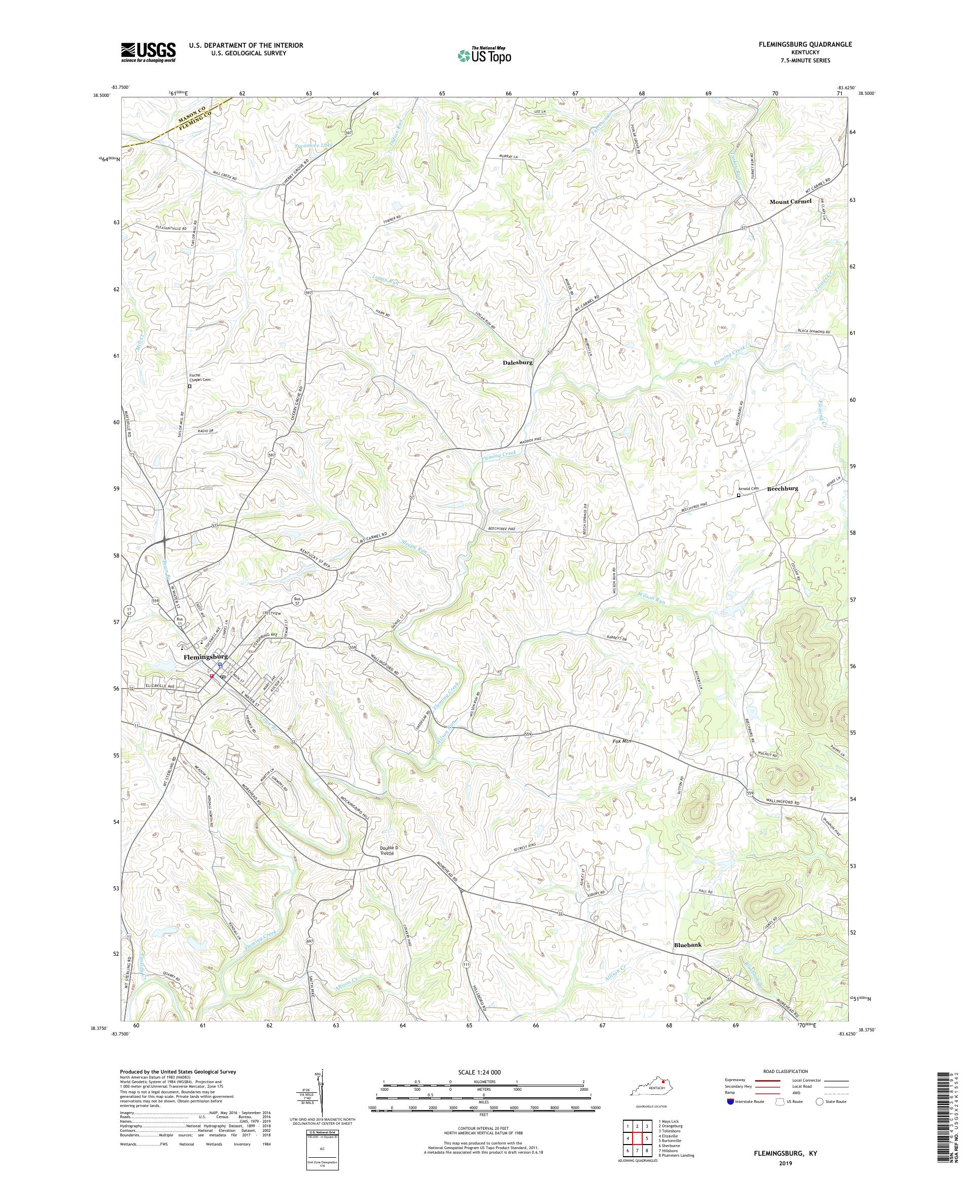 Flemingsburg Kentucky US Topo Map – MyTopo Map Store