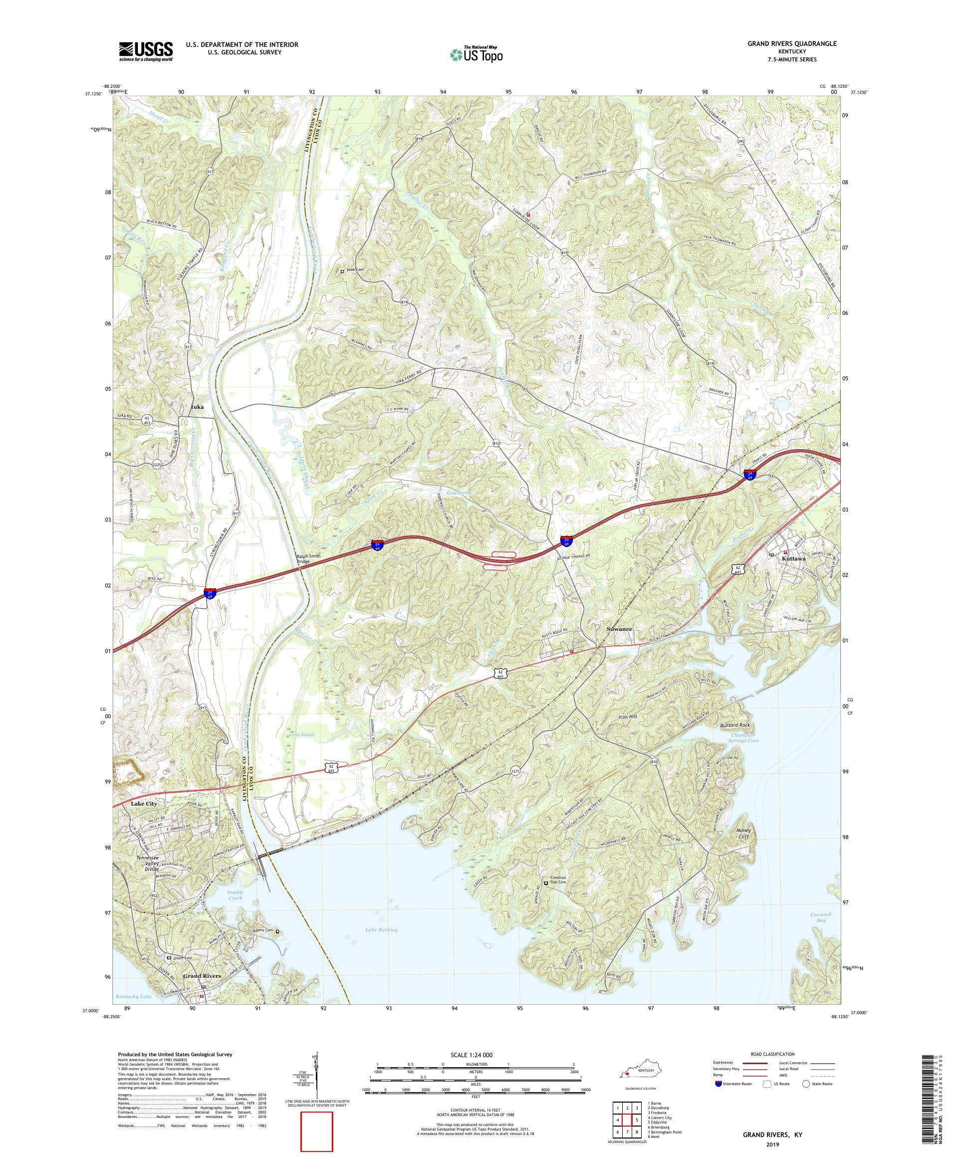 Grand Rivers Kentucky US Topo Map – MyTopo Map Store