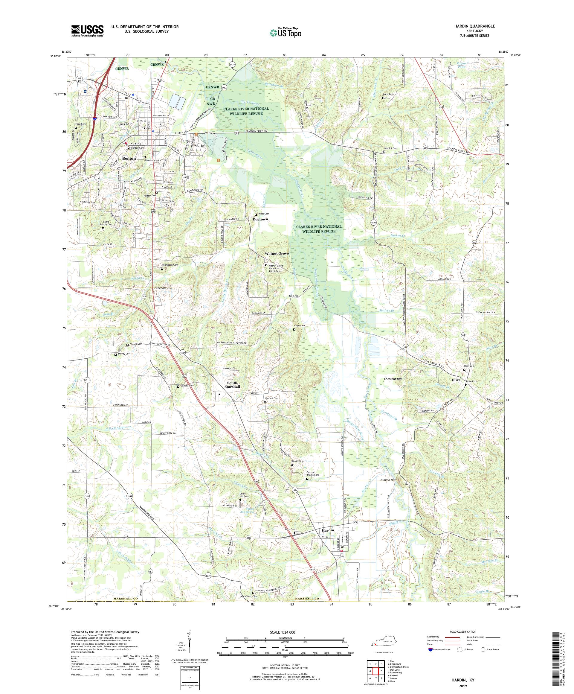 Hardin Kentucky US Topo Map – MyTopo Map Store