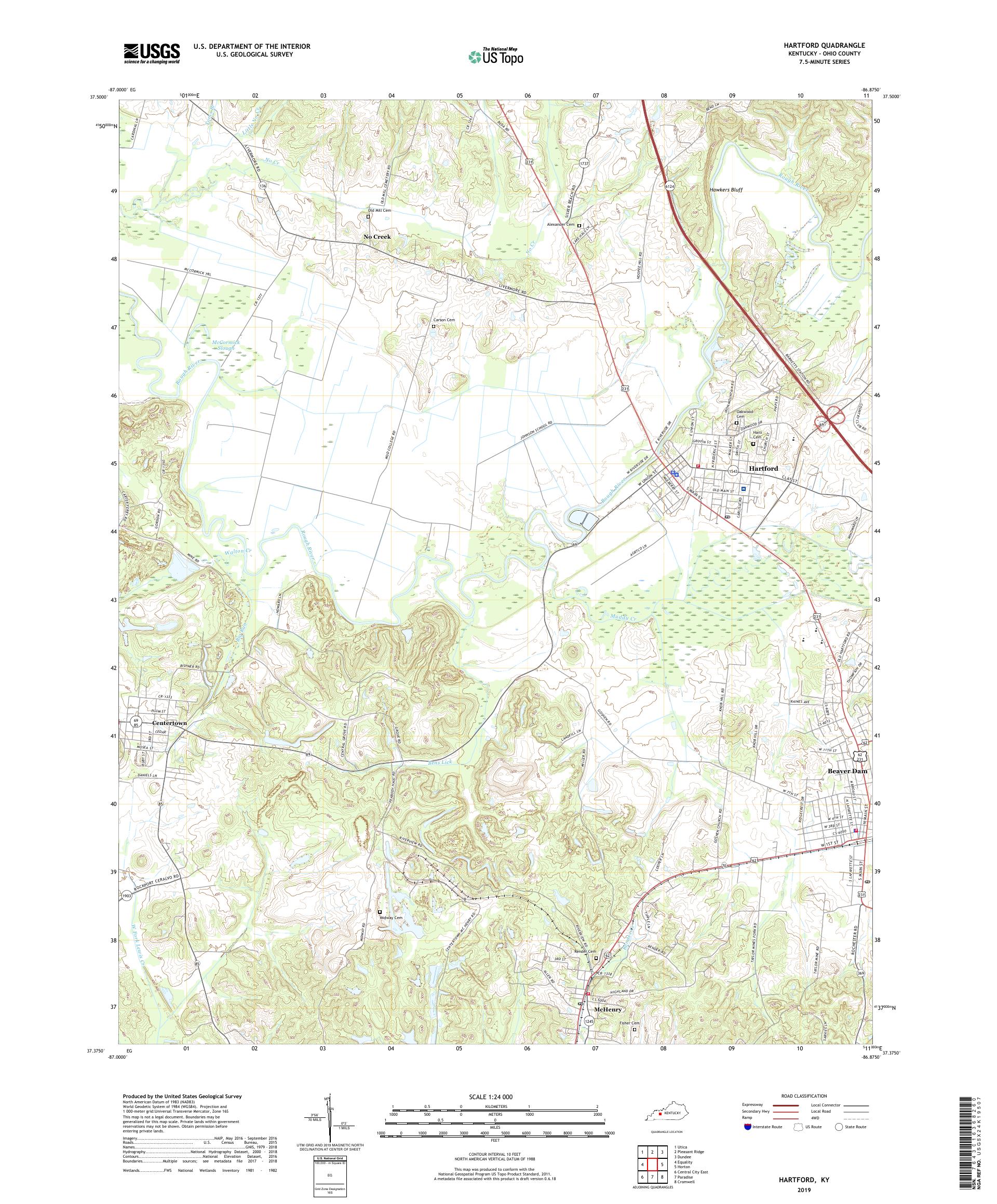 Hartford Kentucky US Topo Map – MyTopo Map Store
