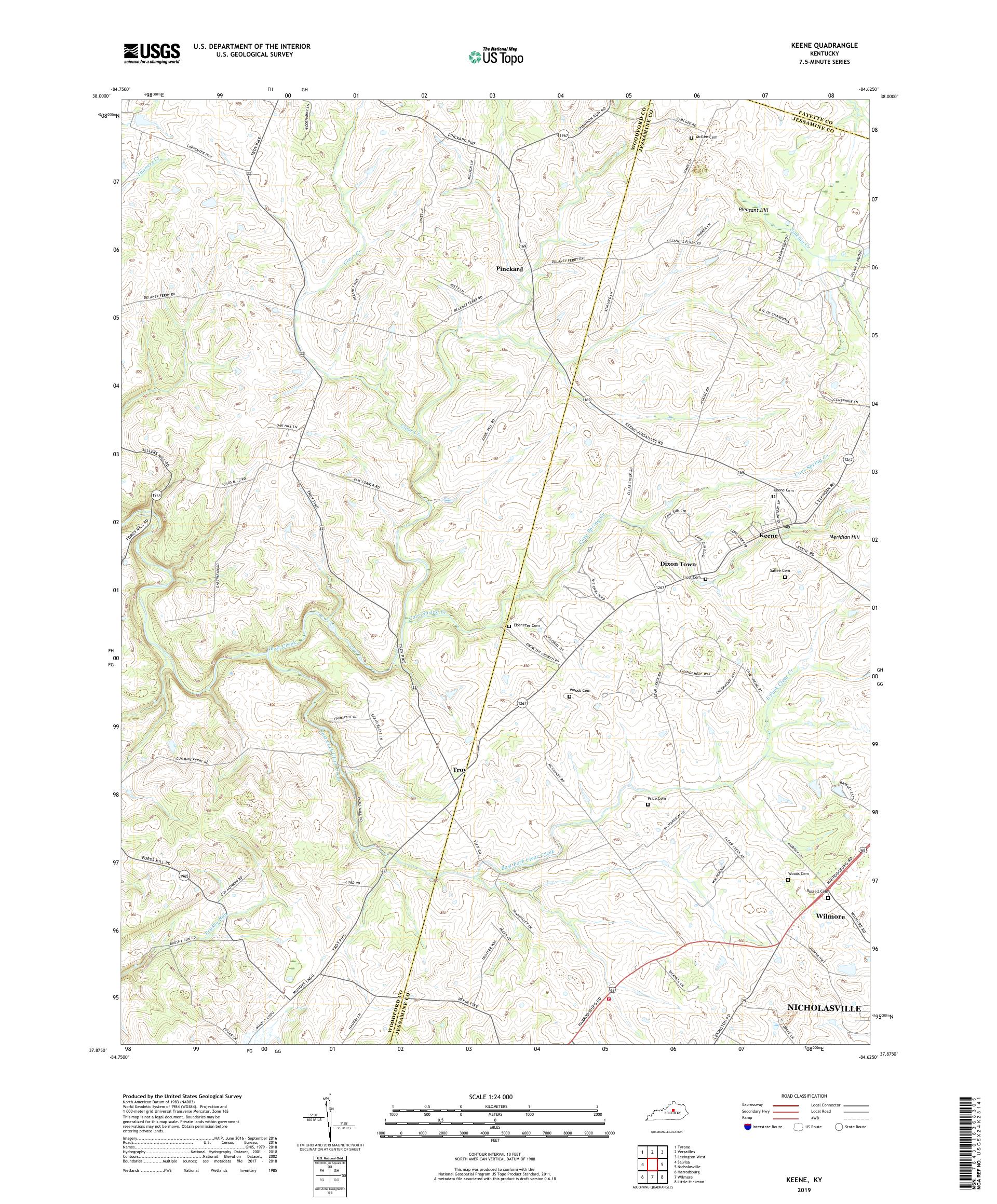 Keene Kentucky US Topo Map – MyTopo Map Store