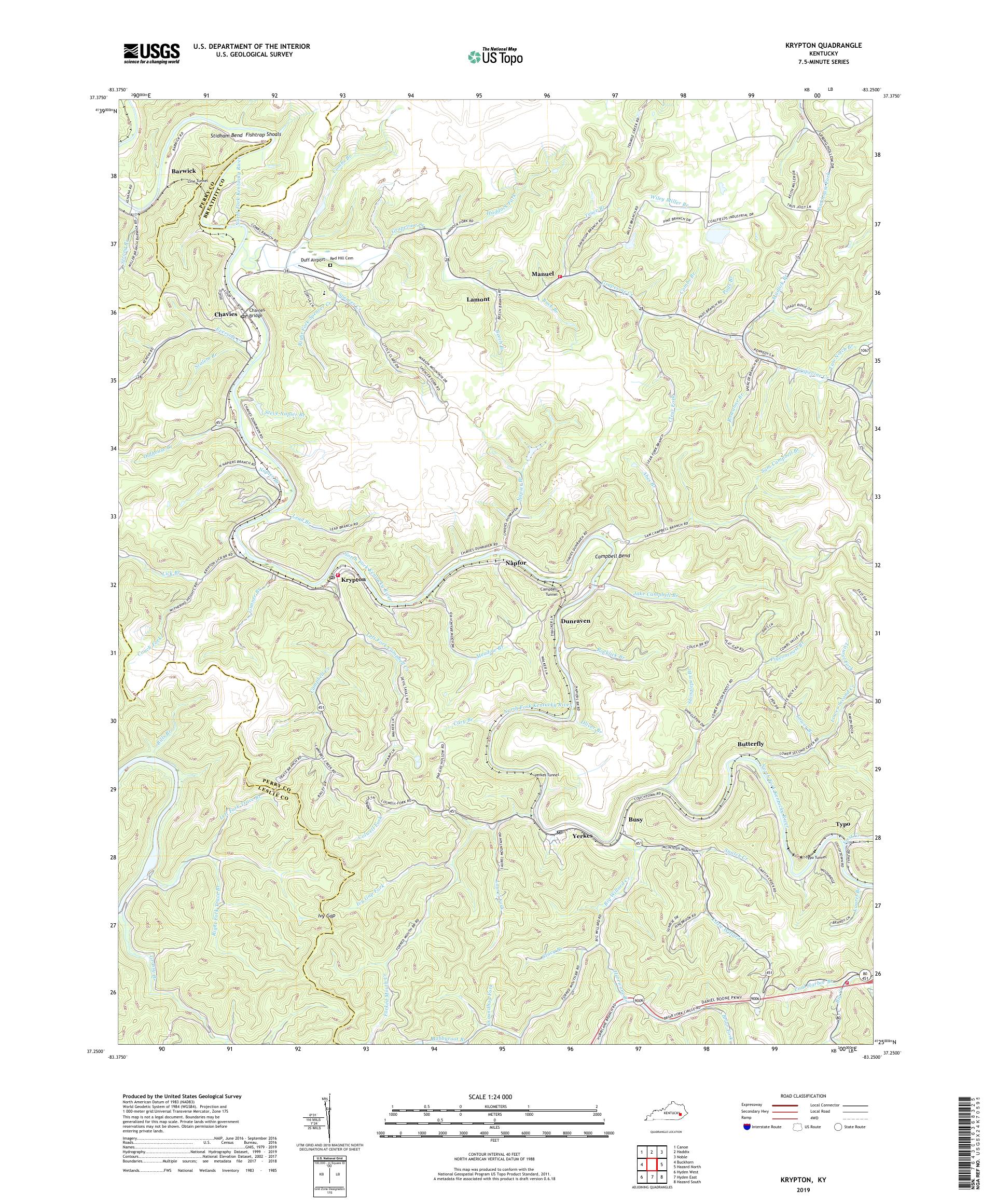 Krypton Kentucky US Topo Map – MyTopo Map Store
