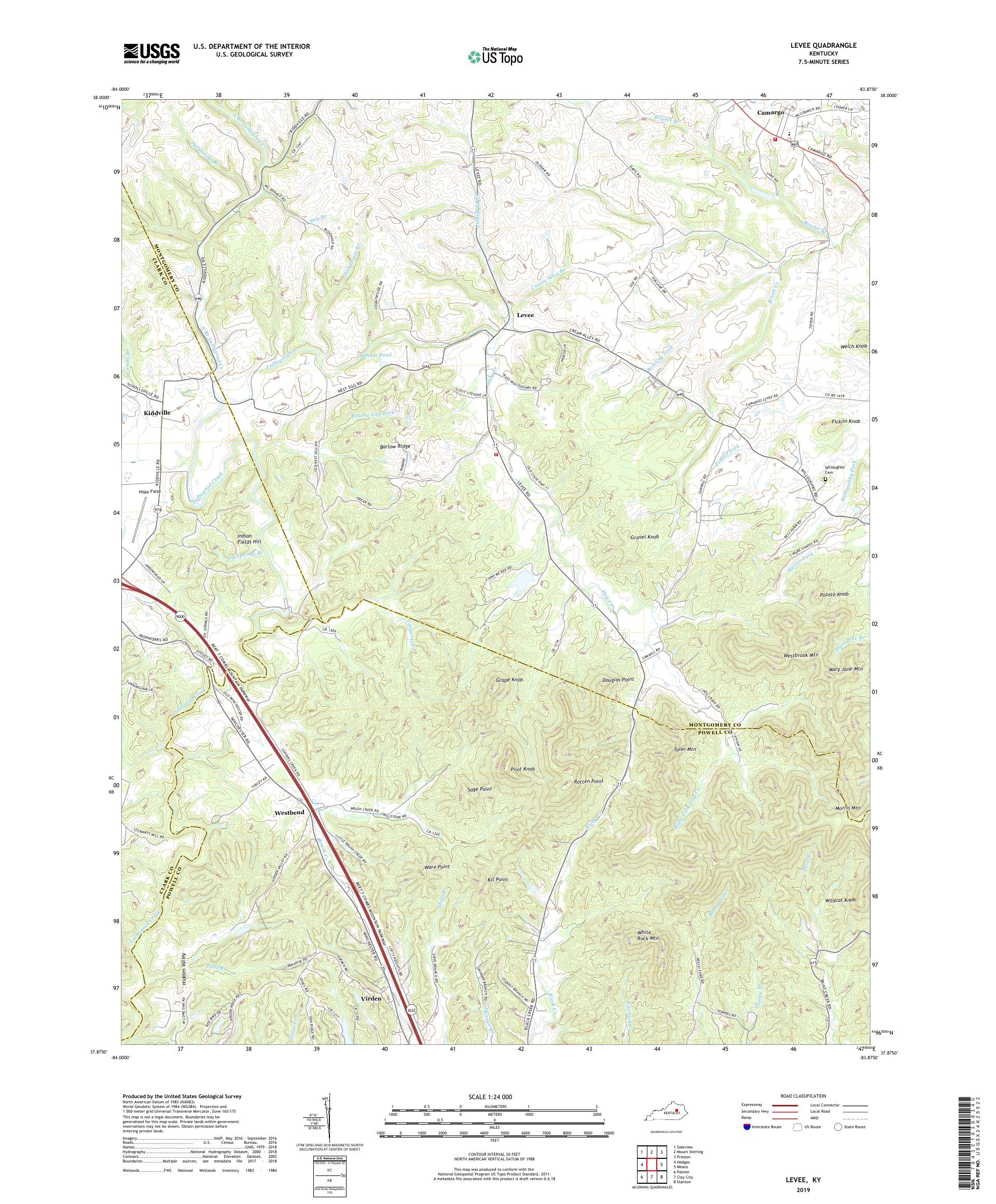 Levee Kentucky US Topo Map – MyTopo Map Store