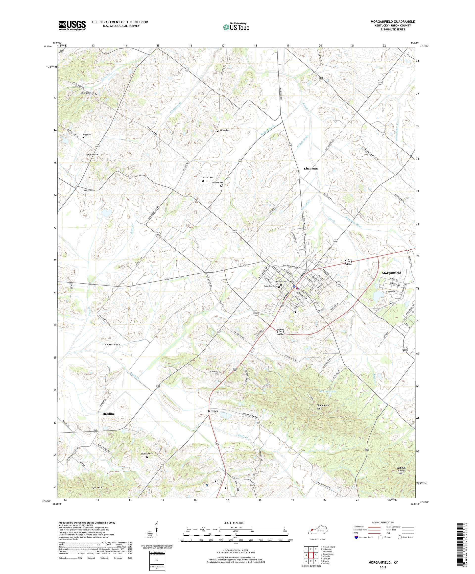 Morganfield Kentucky US Topo Map – MyTopo Map Store