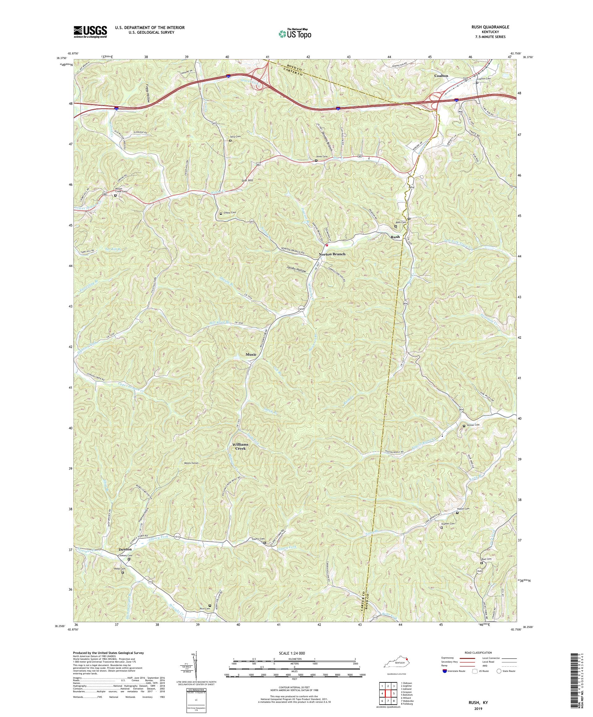 Rush Kentucky US Topo Map – MyTopo Map Store