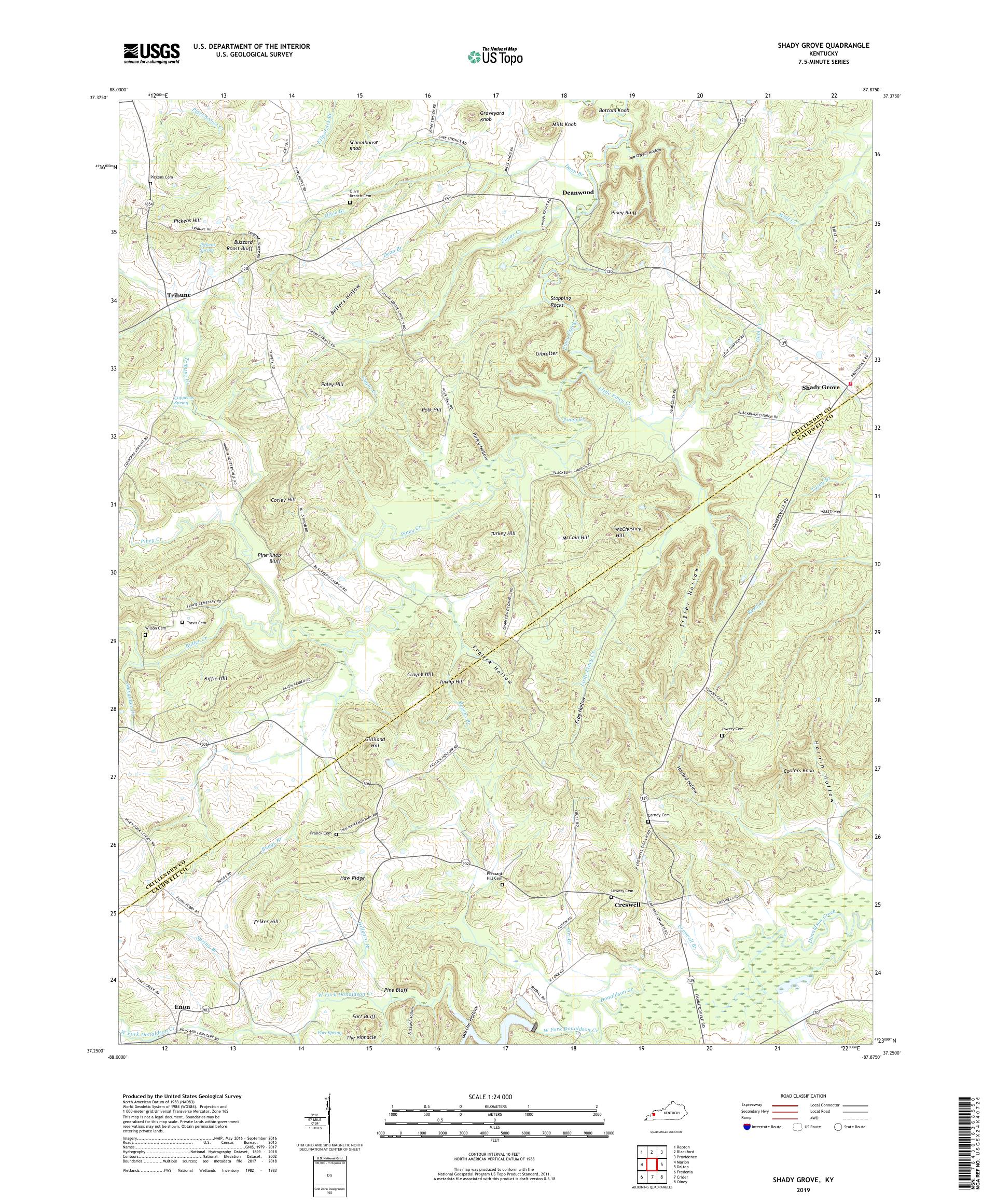 Shady Grove Kentucky US Topo Map – MyTopo Map Store