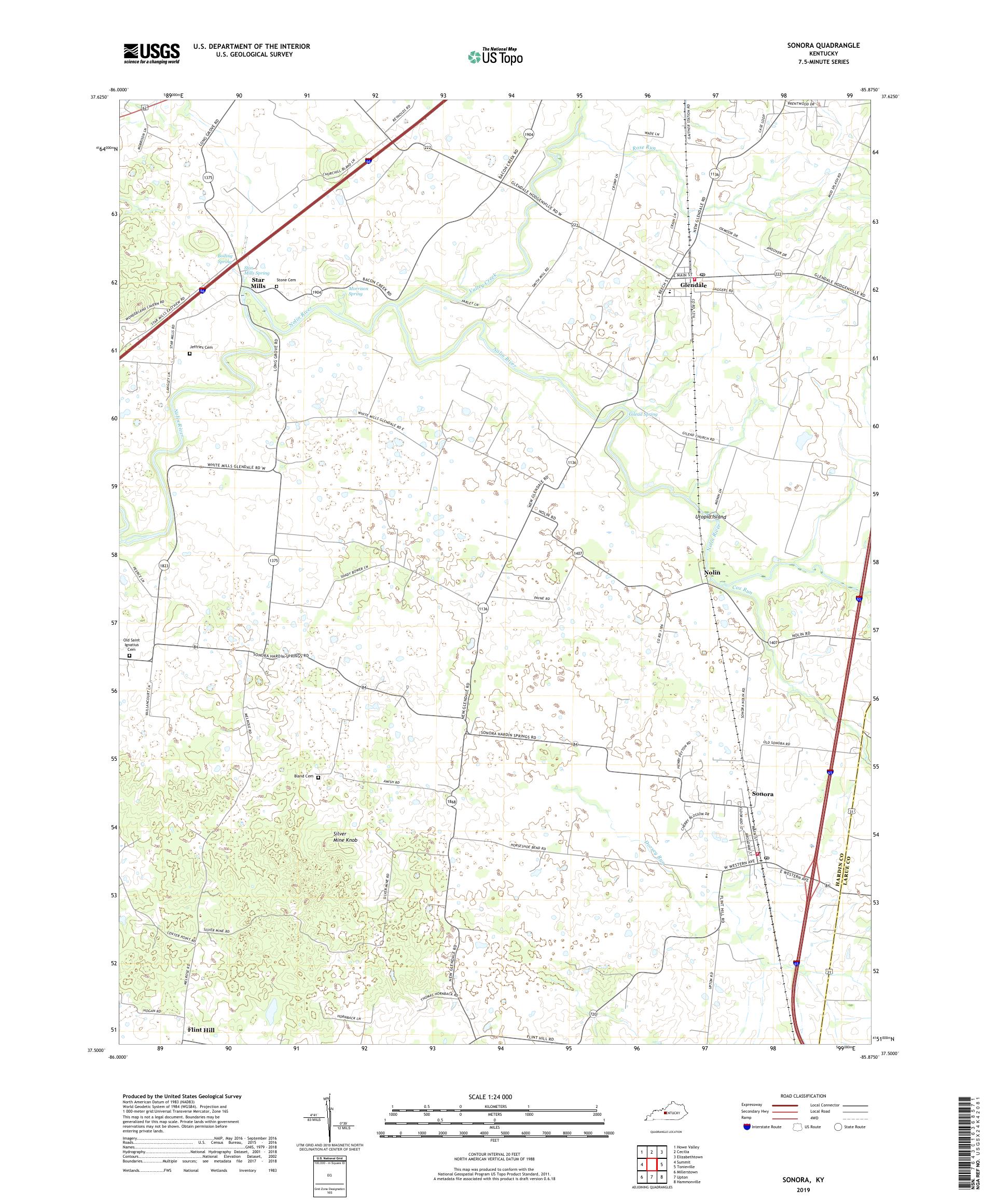 Sonora Kentucky US Topo Map – MyTopo Map Store