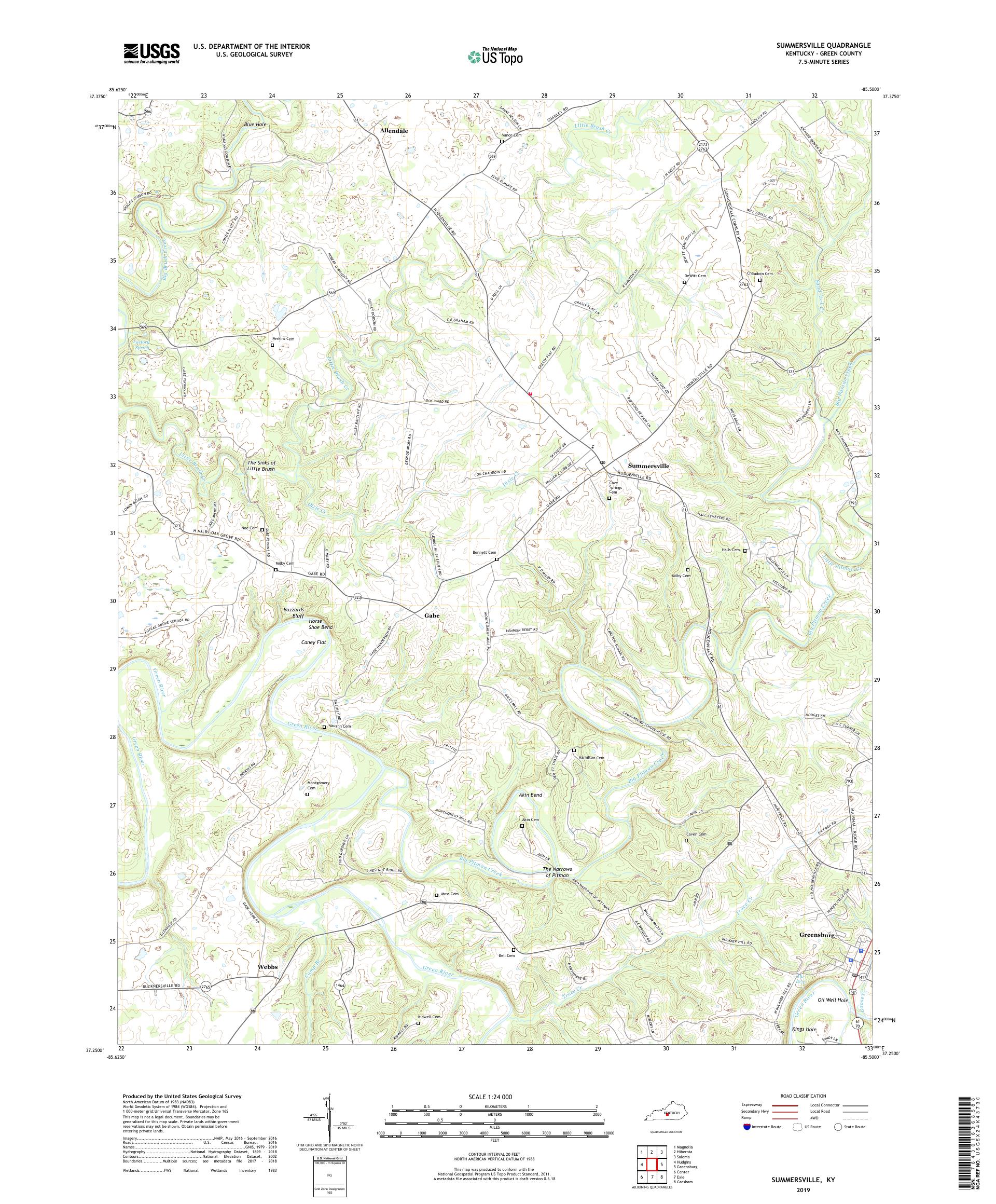Summersville Kentucky US Topo Map – MyTopo Map Store