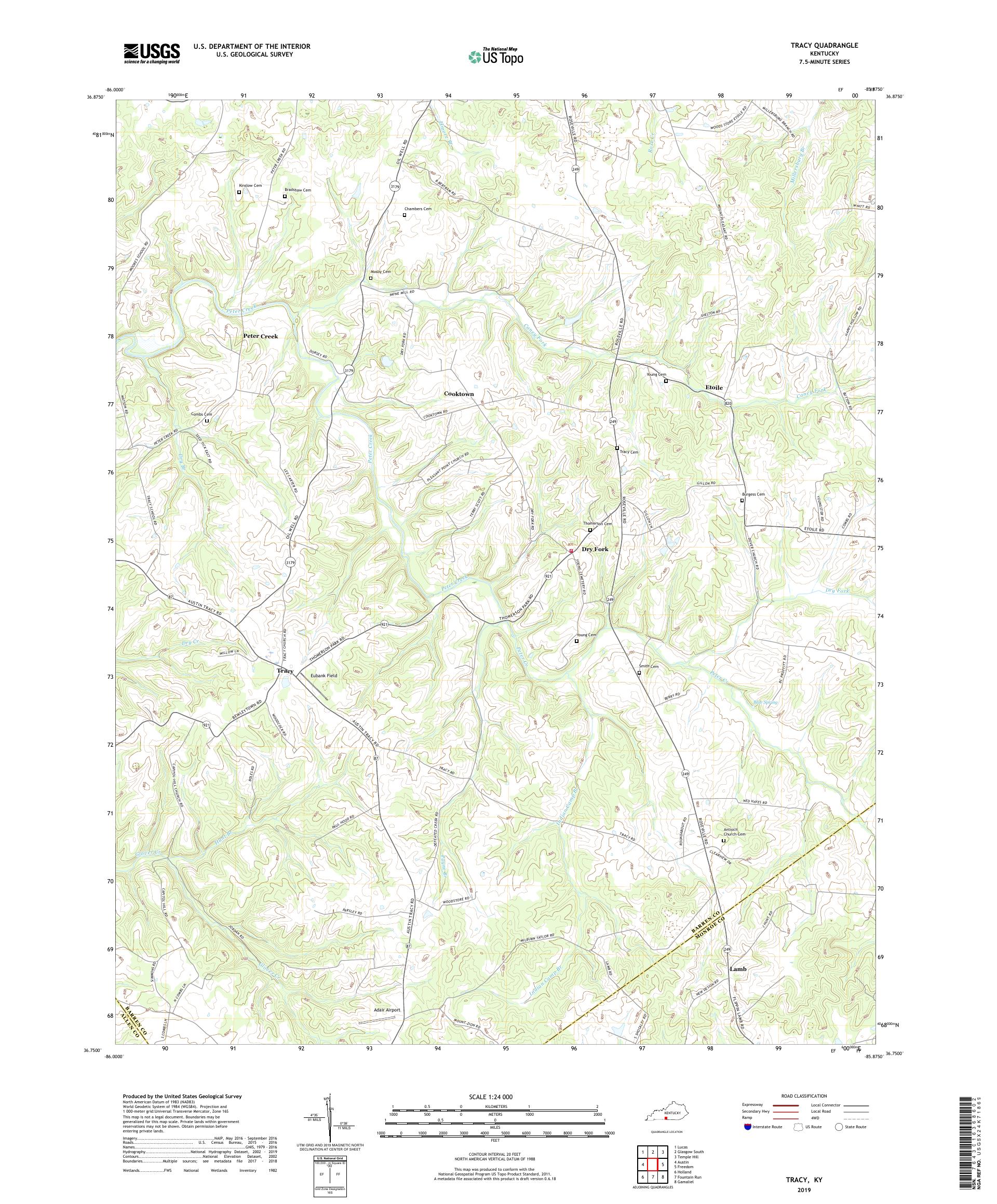 Tracy Kentucky US Topo Map – MyTopo Map Store