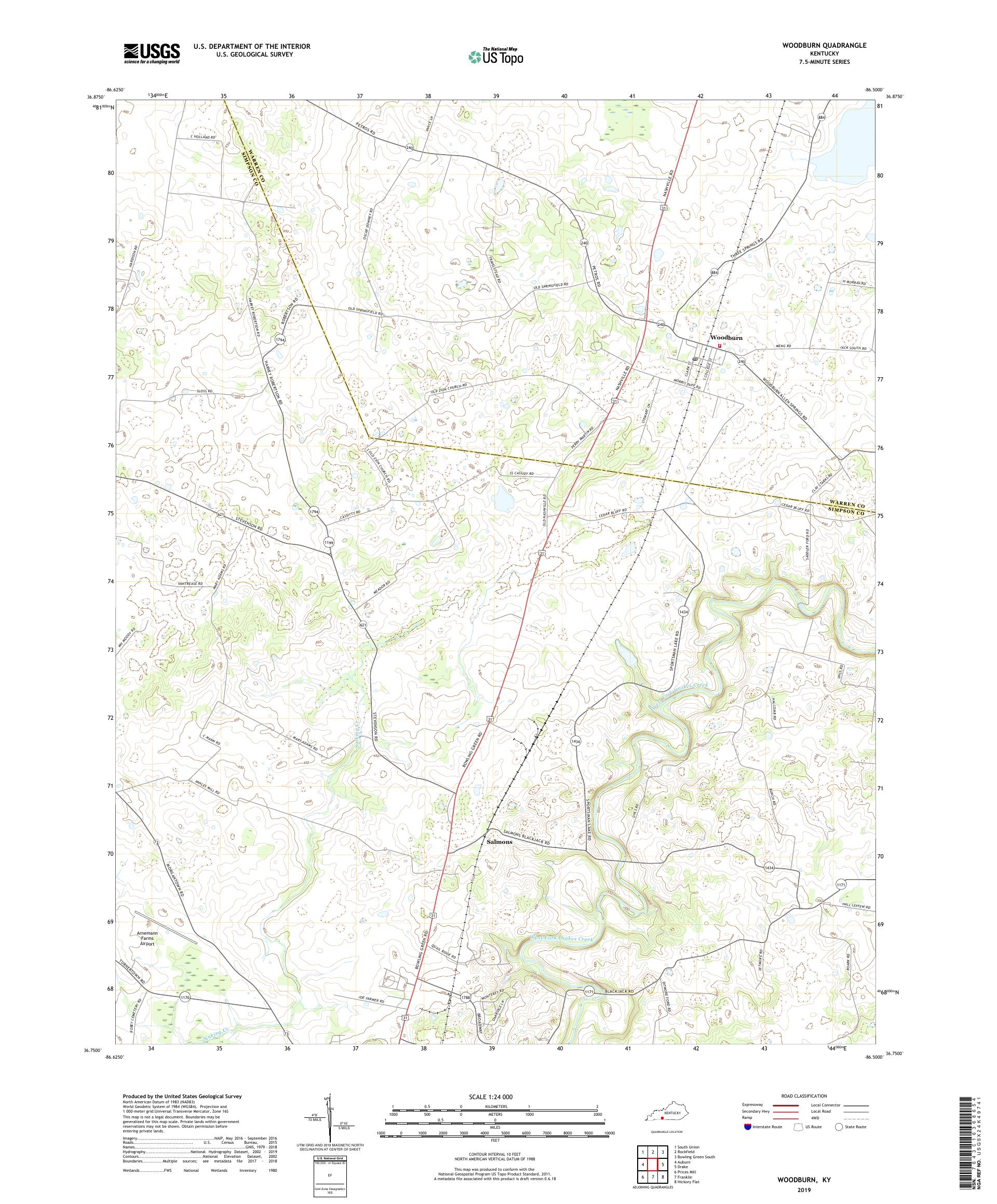 Woodburn Kentucky US Topo Map – MyTopo Map Store