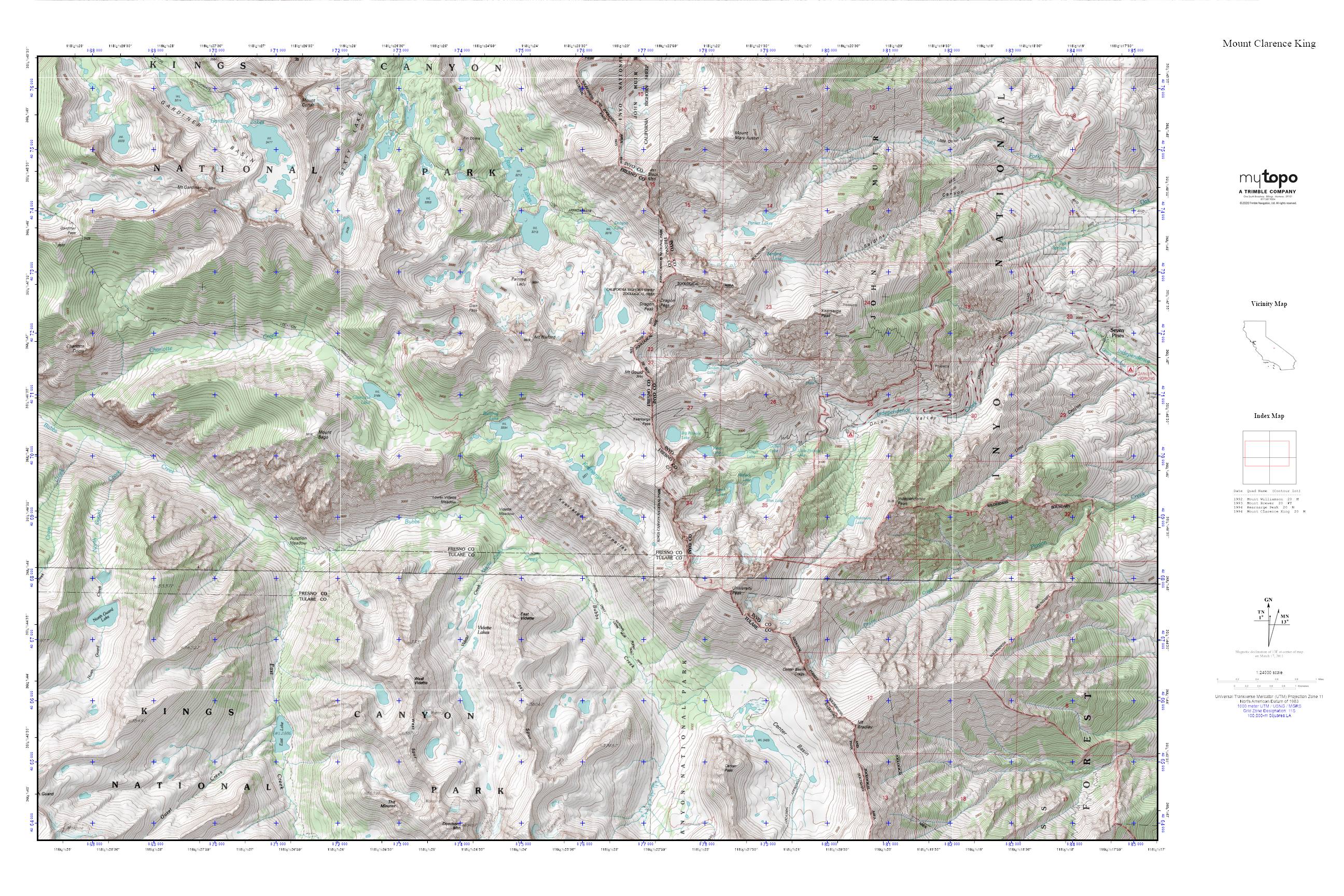 Kearsarge Pass MyTopo Explorer Series Map – MyTopo Map Store