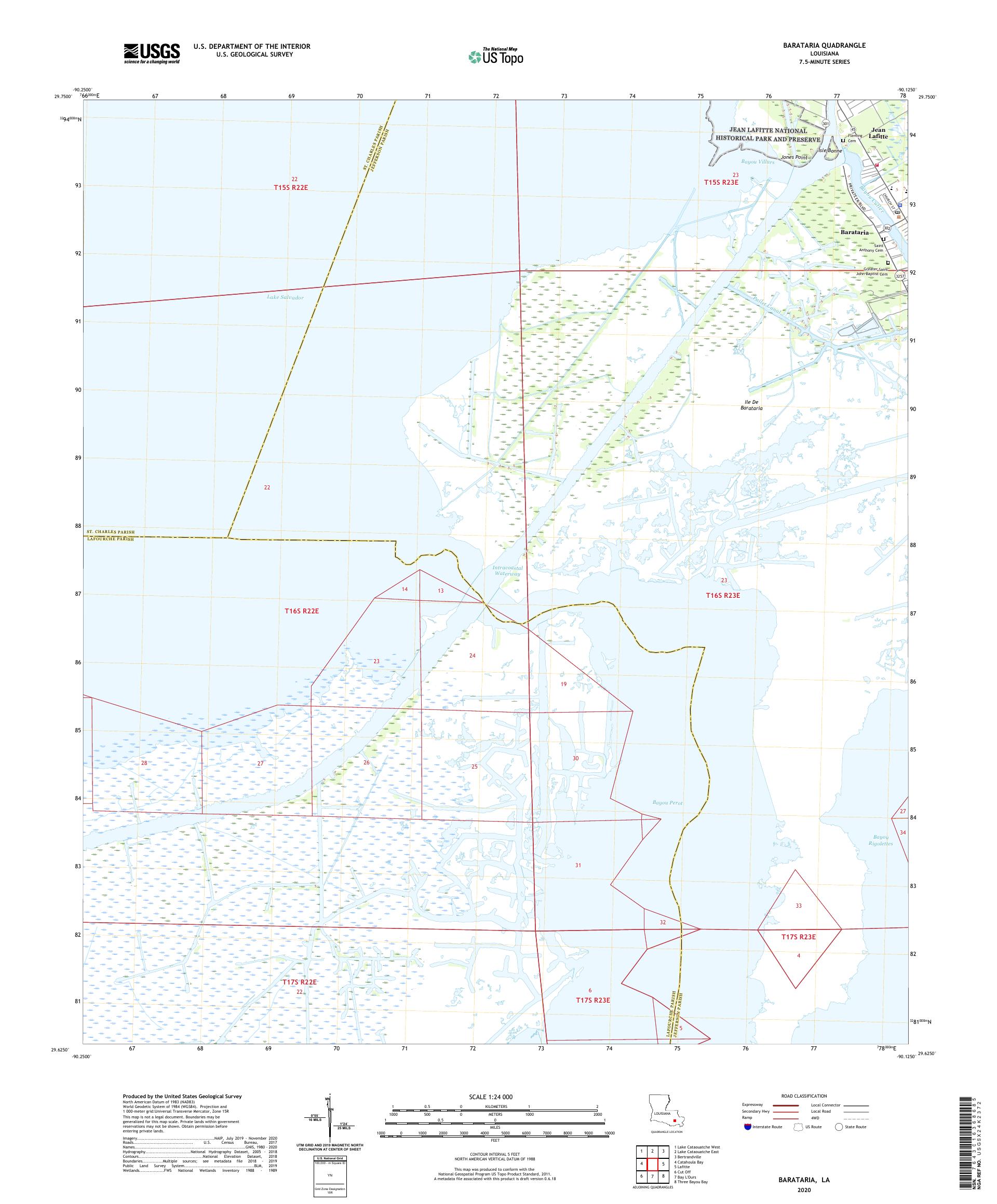 Barataria Louisiana US Topo Map – MyTopo Map Store