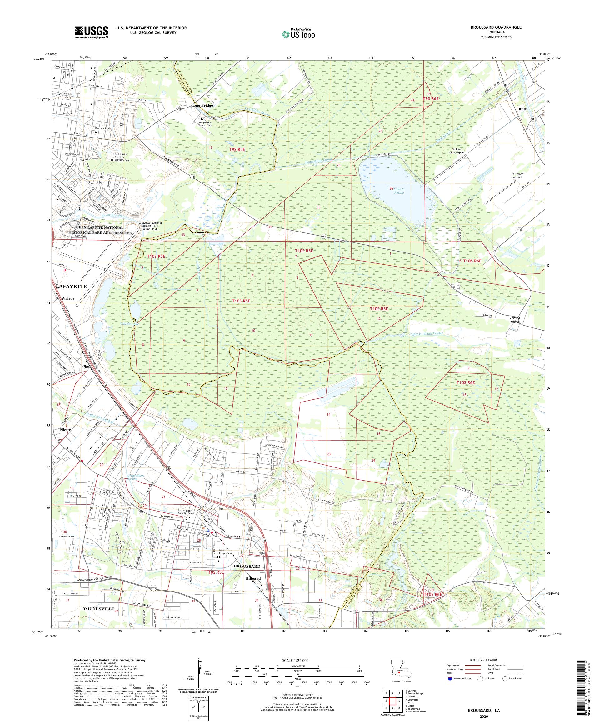 Broussard Louisiana US Topo Map – MyTopo Map Store