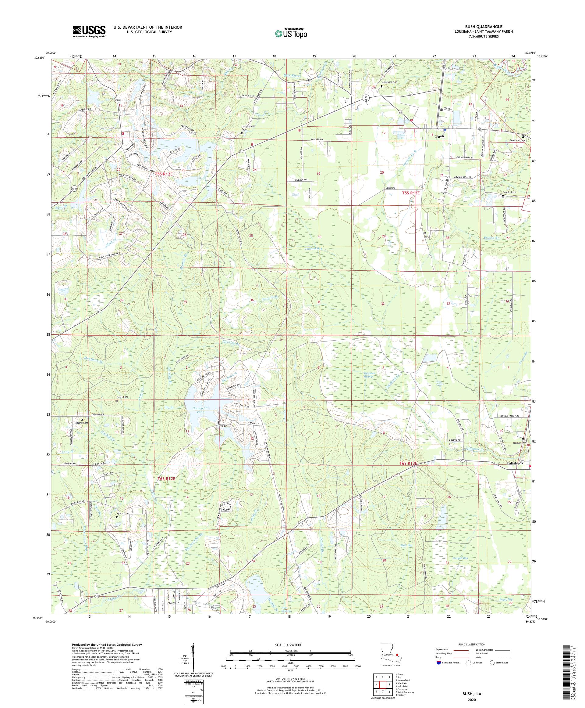 Bush Louisiana US Topo Map – MyTopo Map Store