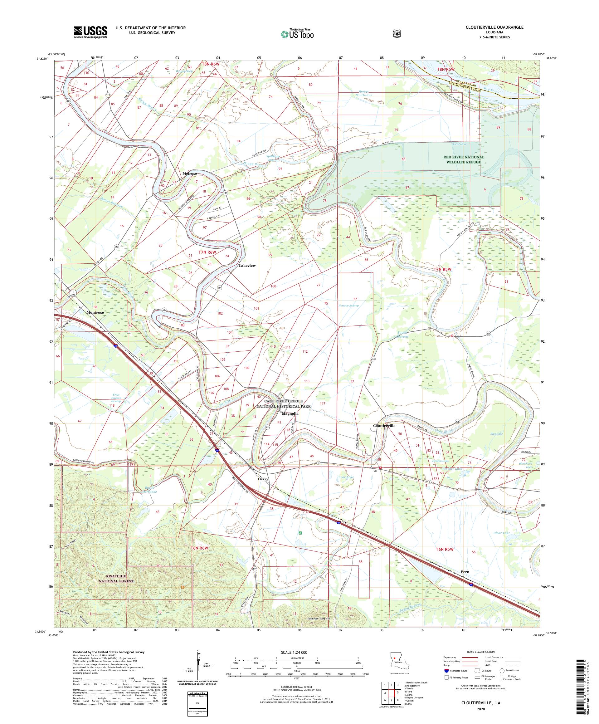Cloutierville Louisiana US Topo Map – MyTopo Map Store