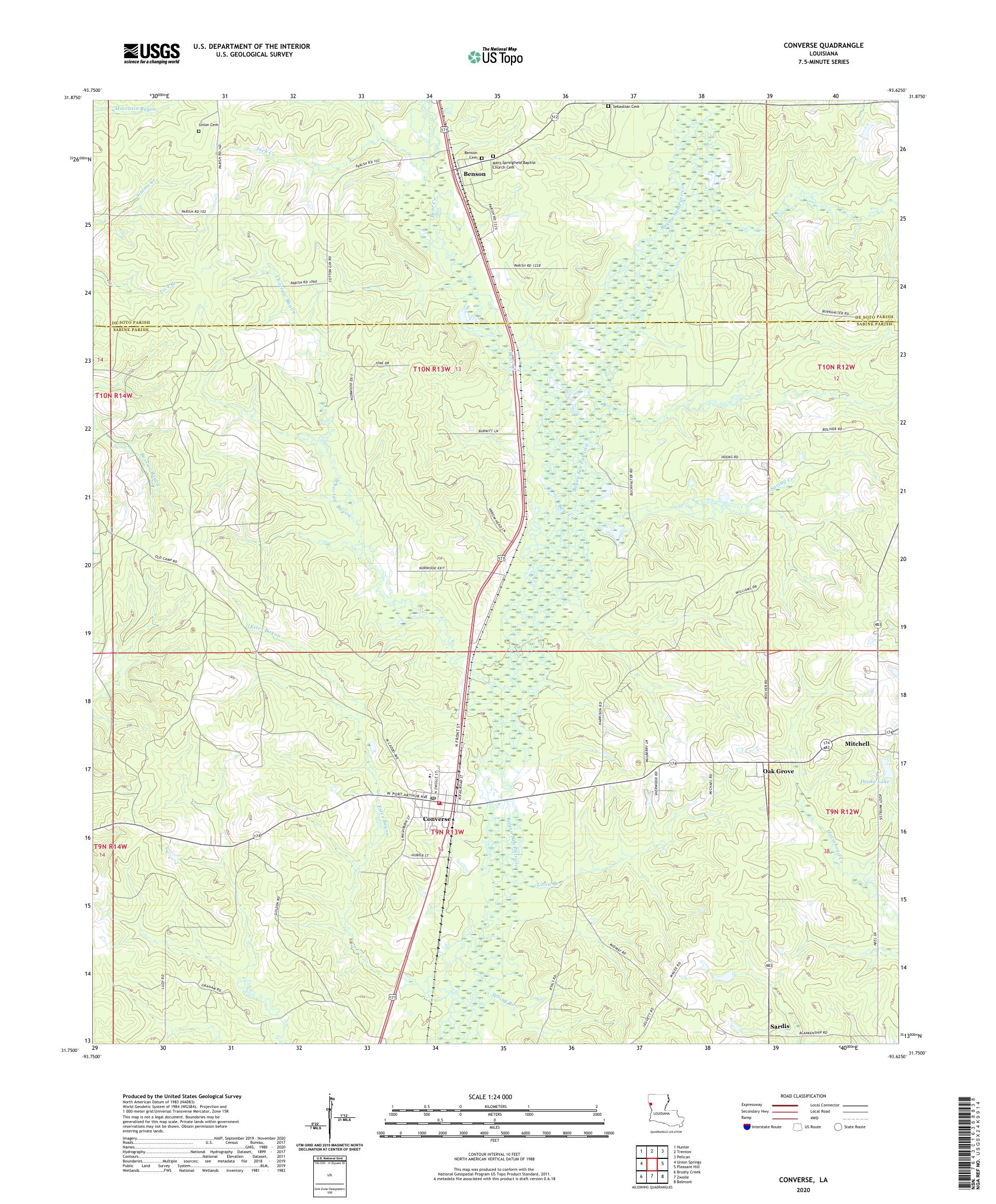 Converse Louisiana US Topo Map – MyTopo Map Store