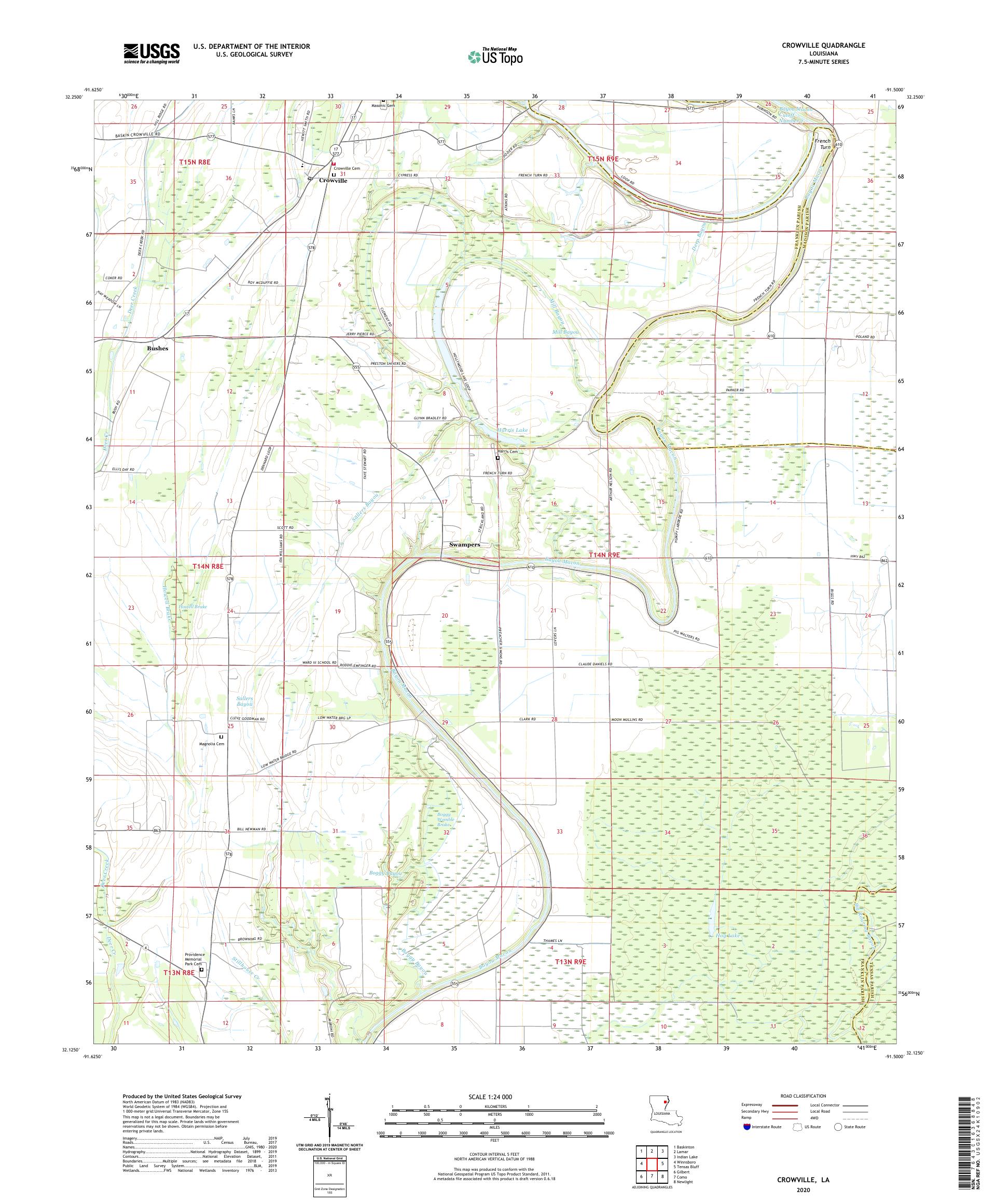 Crowville Louisiana US Topo Map – MyTopo Map Store