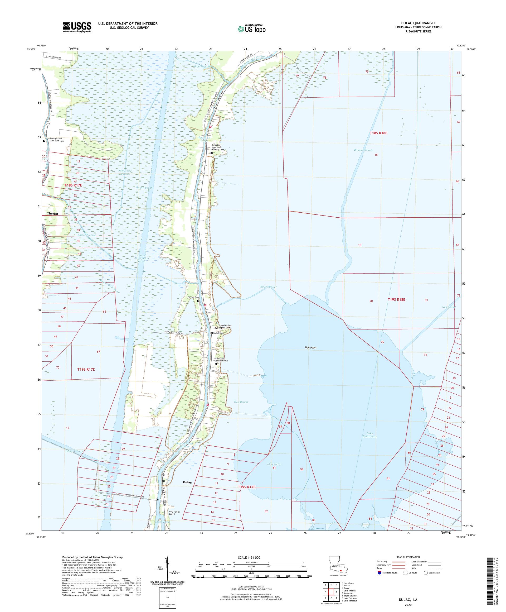 Dulac Louisiana US Topo Map – MyTopo Map Store