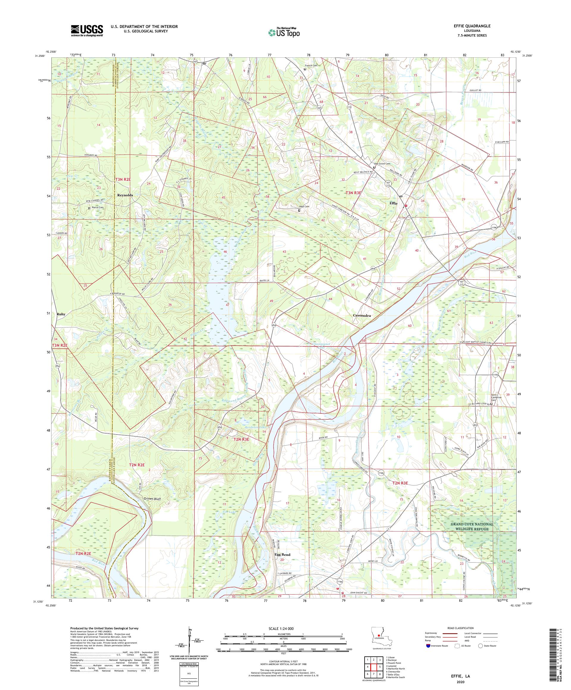 Effie Louisiana US Topo Map – MyTopo Map Store