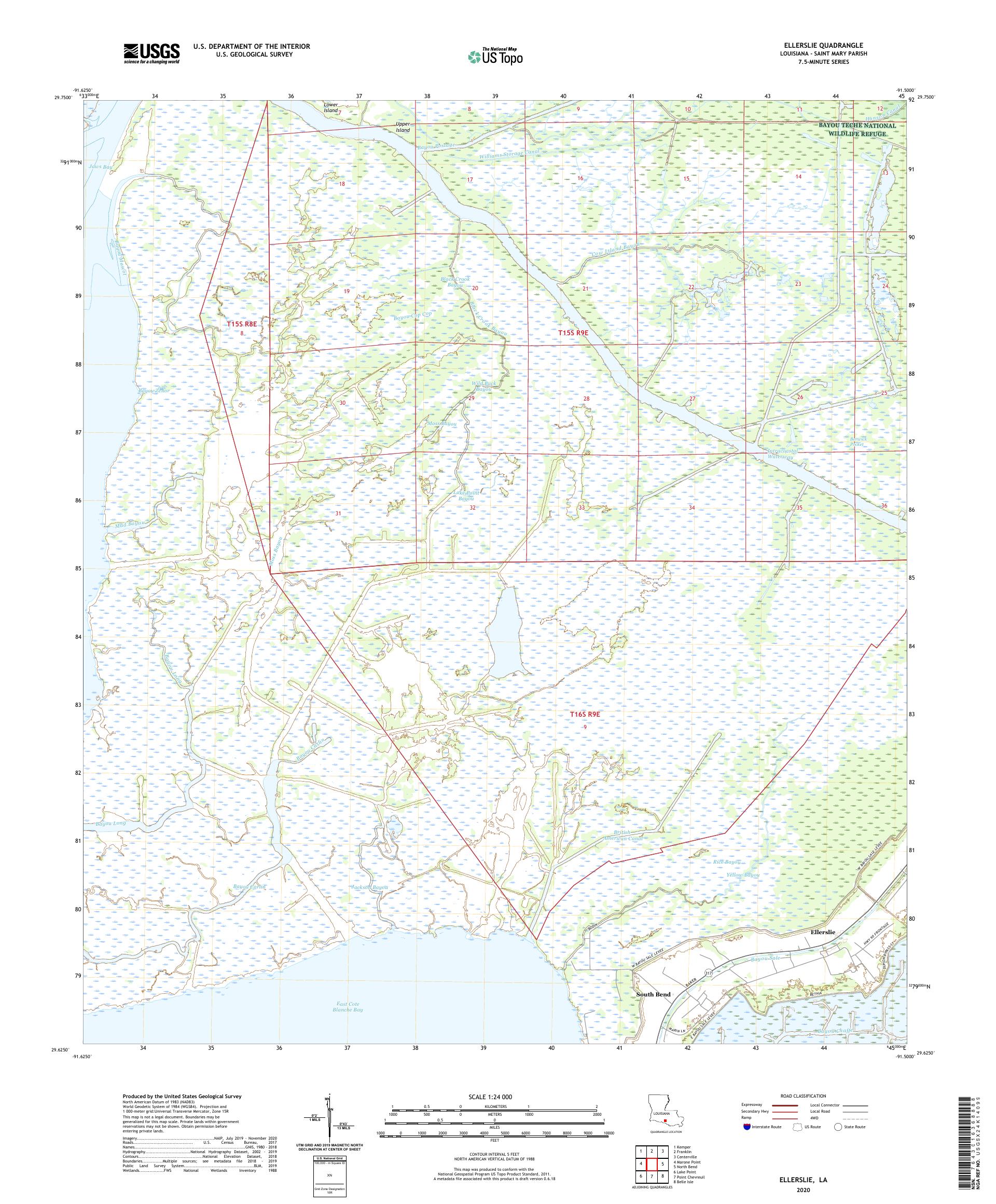 Ellerslie Louisiana US Topo Map – MyTopo Map Store