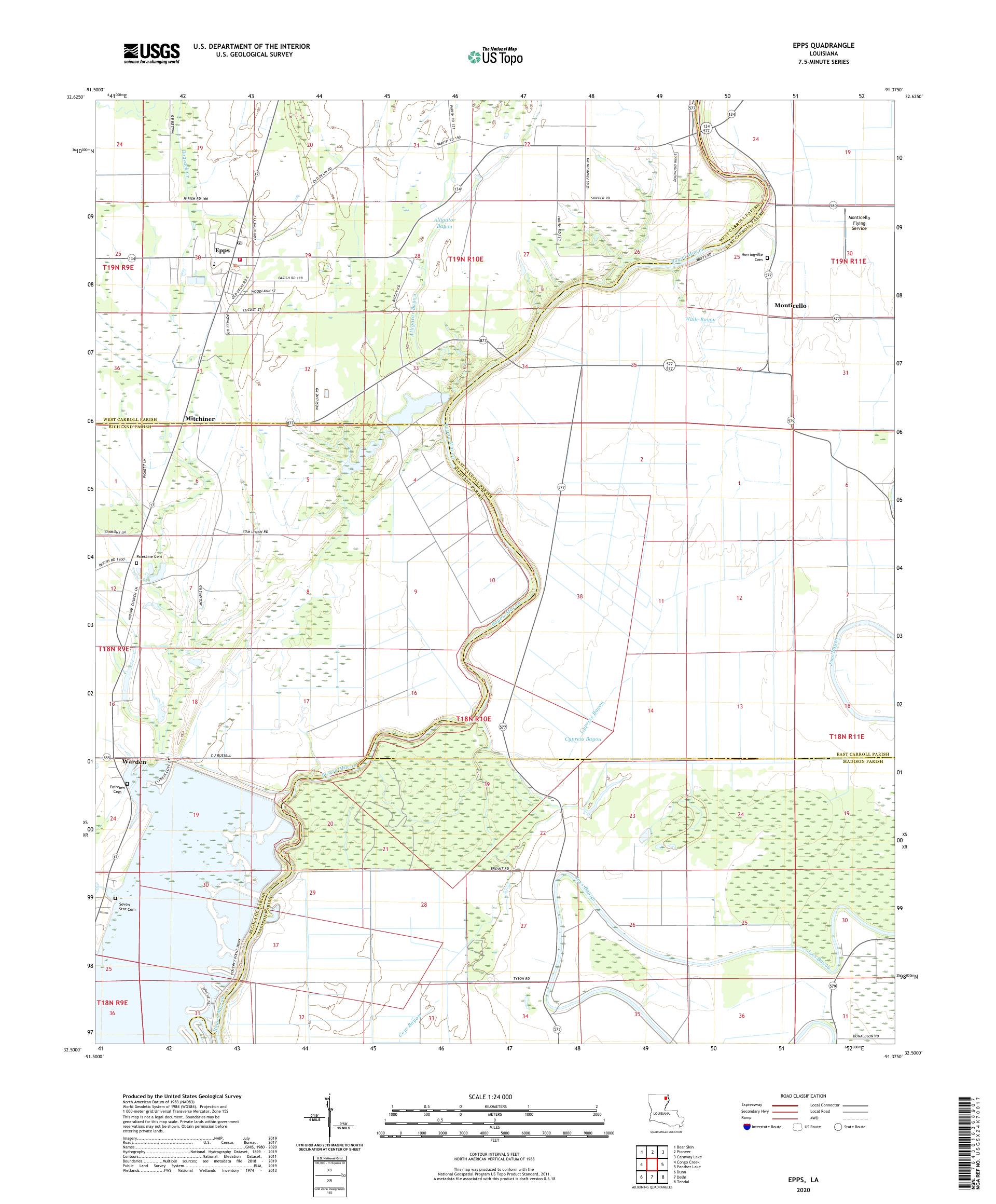 Epps Louisiana US Topo Map – MyTopo Map Store