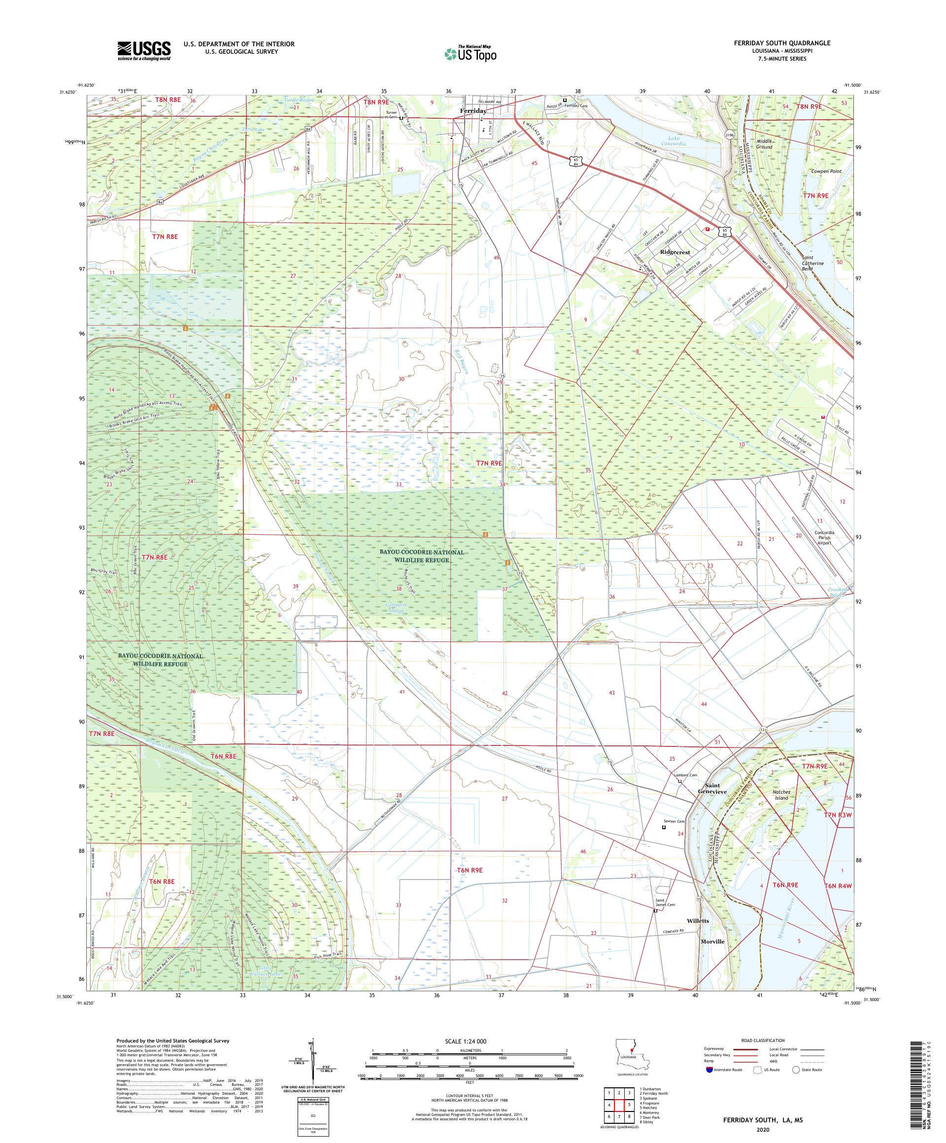 Ferriday South Louisiana US Topo Map – MyTopo Map Store