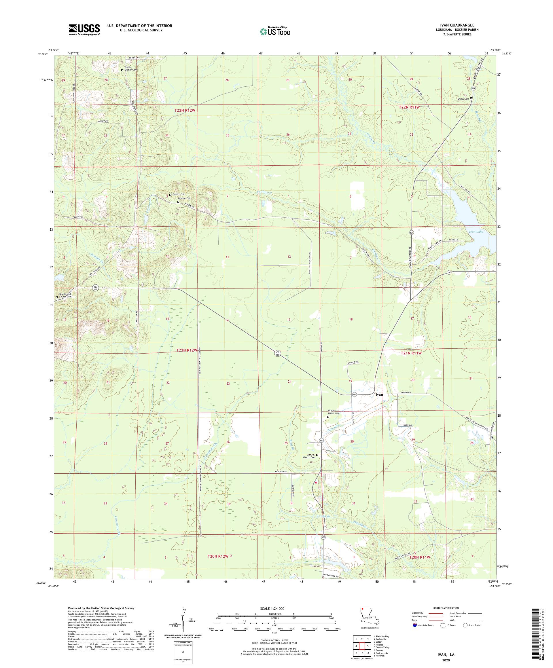 Ivan Louisiana US Topo Map – MyTopo Map Store