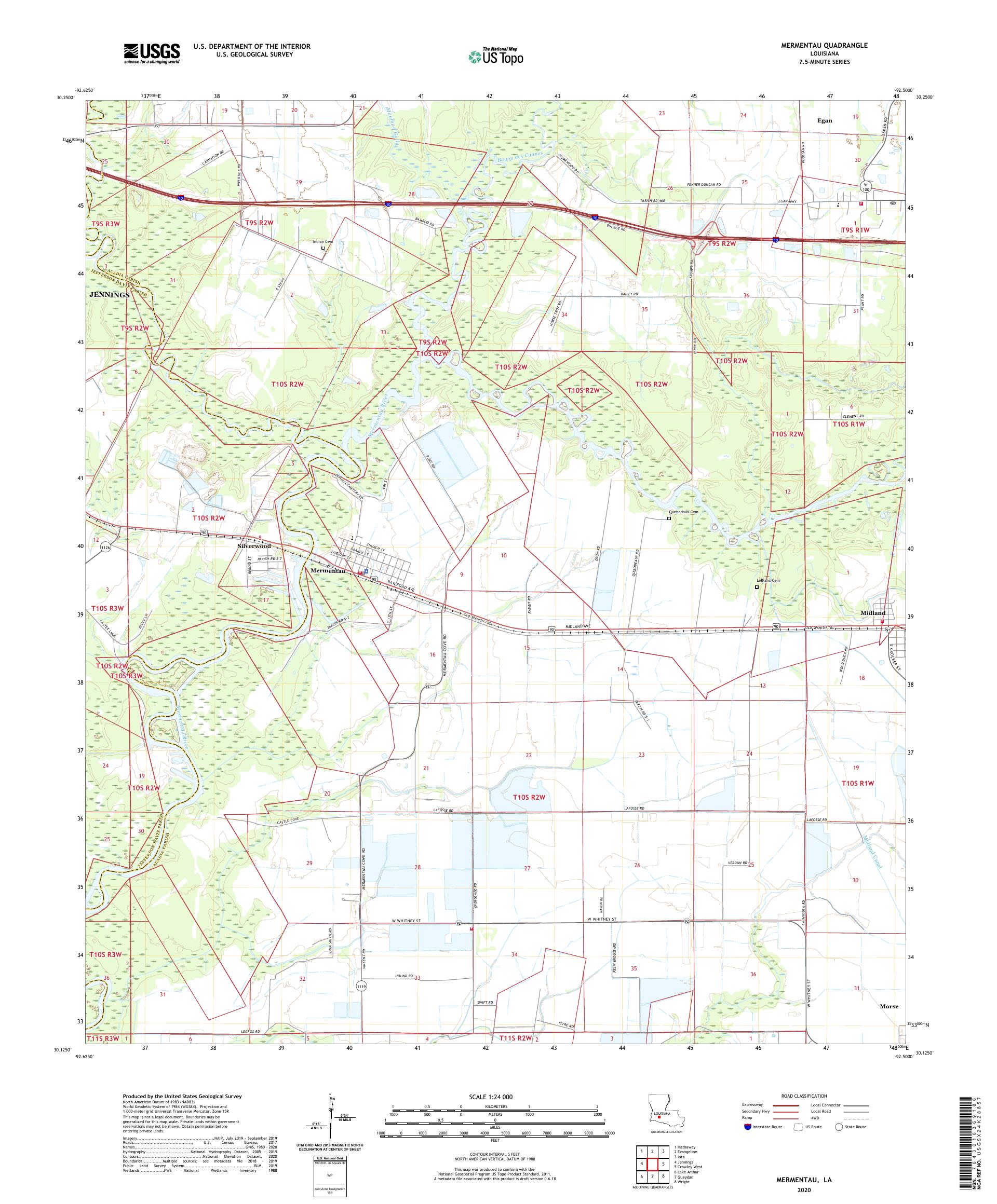 Mermentau Louisiana US Topo Map – MyTopo Map Store
