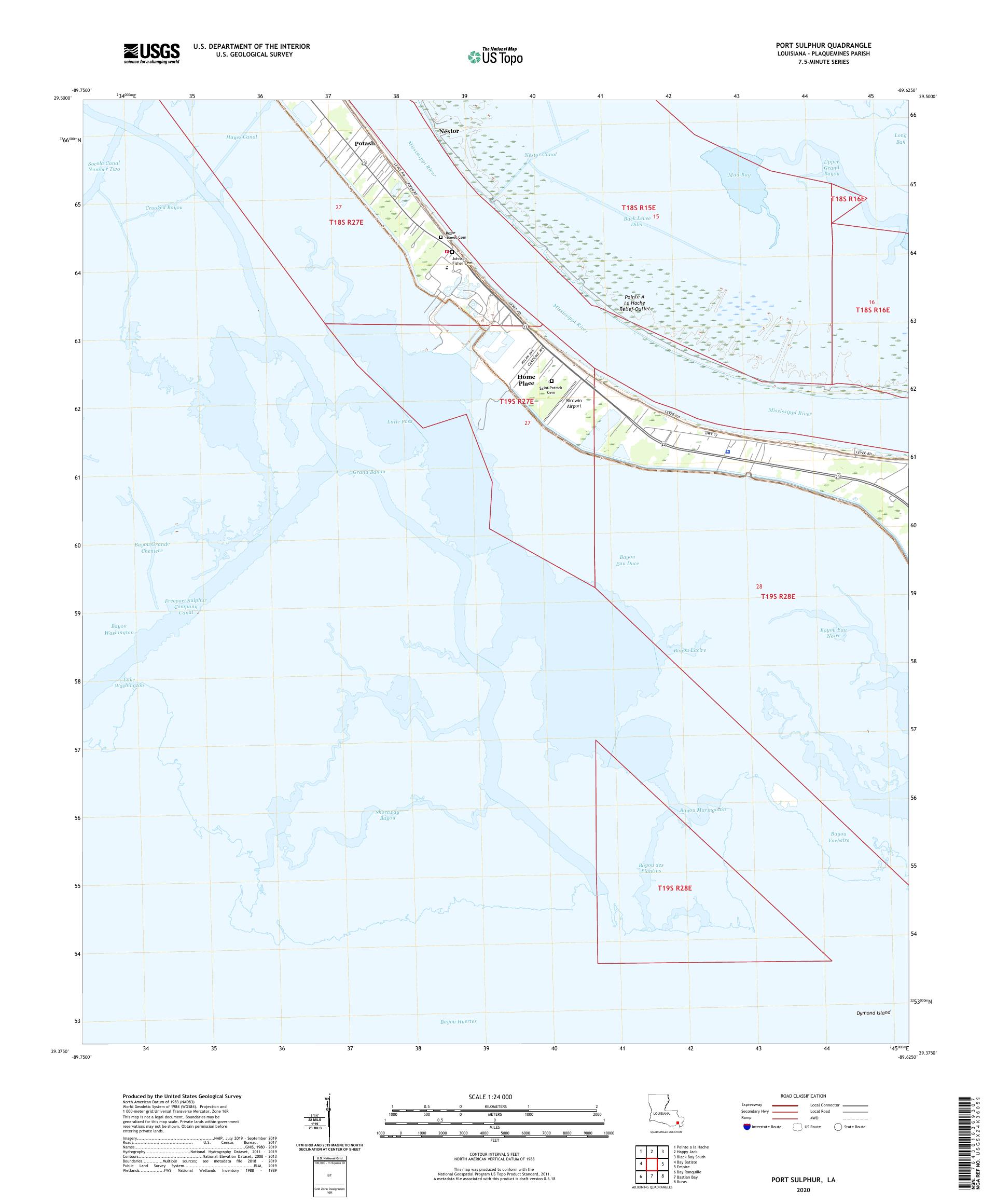Port Sulphur Louisiana US Topo Map – MyTopo Map Store