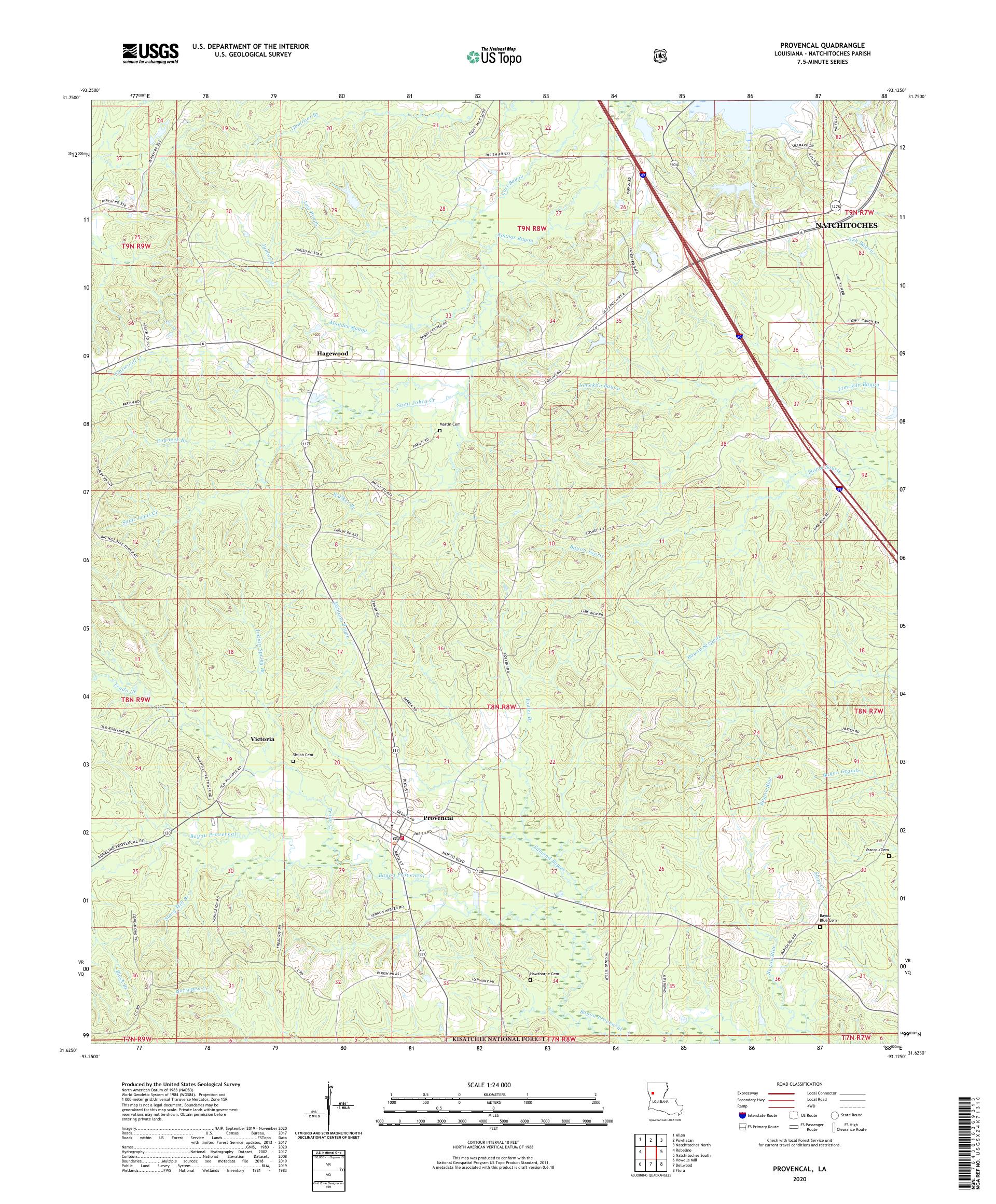 Provencal Louisiana US Topo Map – MyTopo Map Store