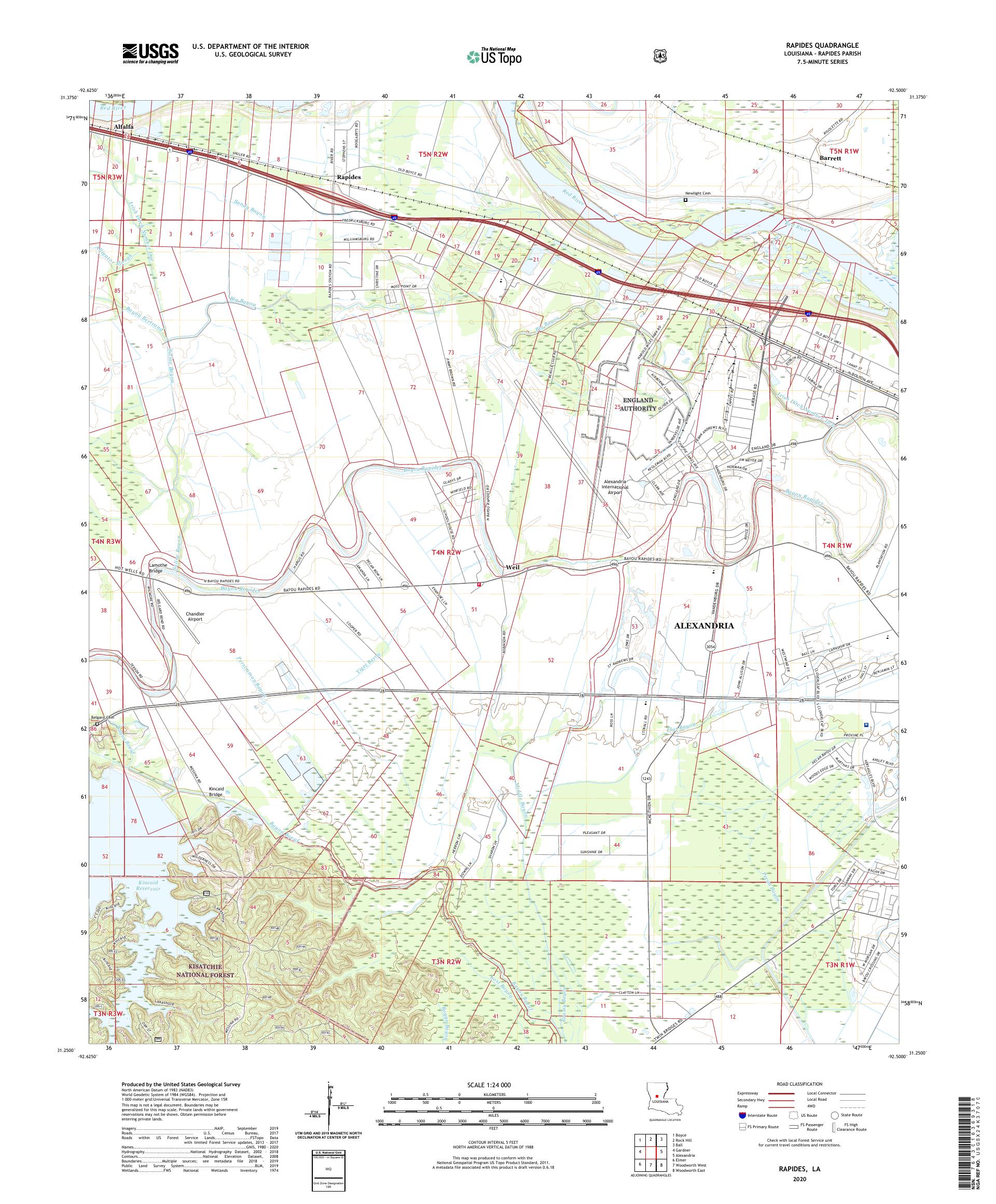 Rapides Louisiana US Topo Map – MyTopo Map Store