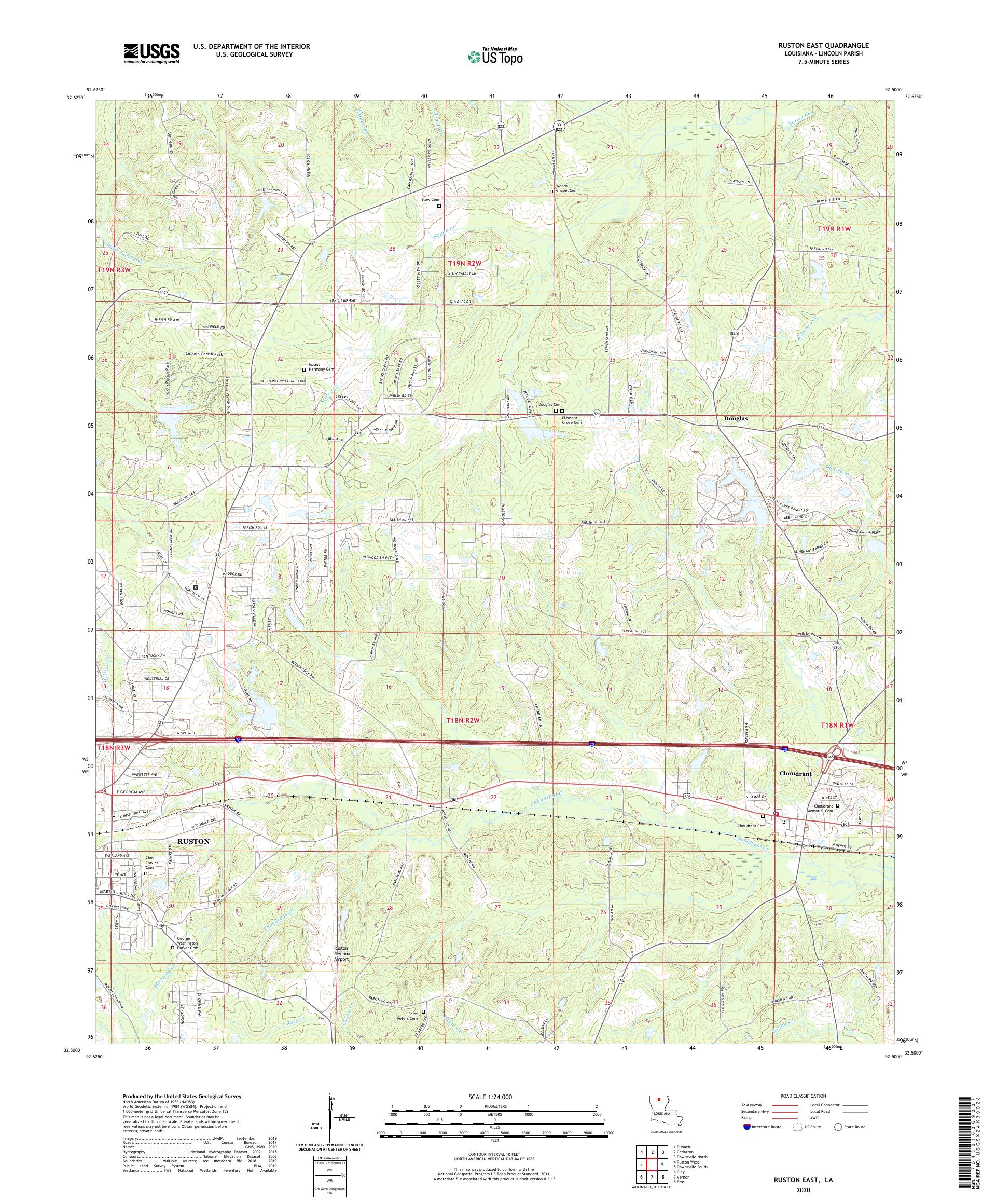 Ruston East Louisiana US Topo Map – MyTopo Map Store