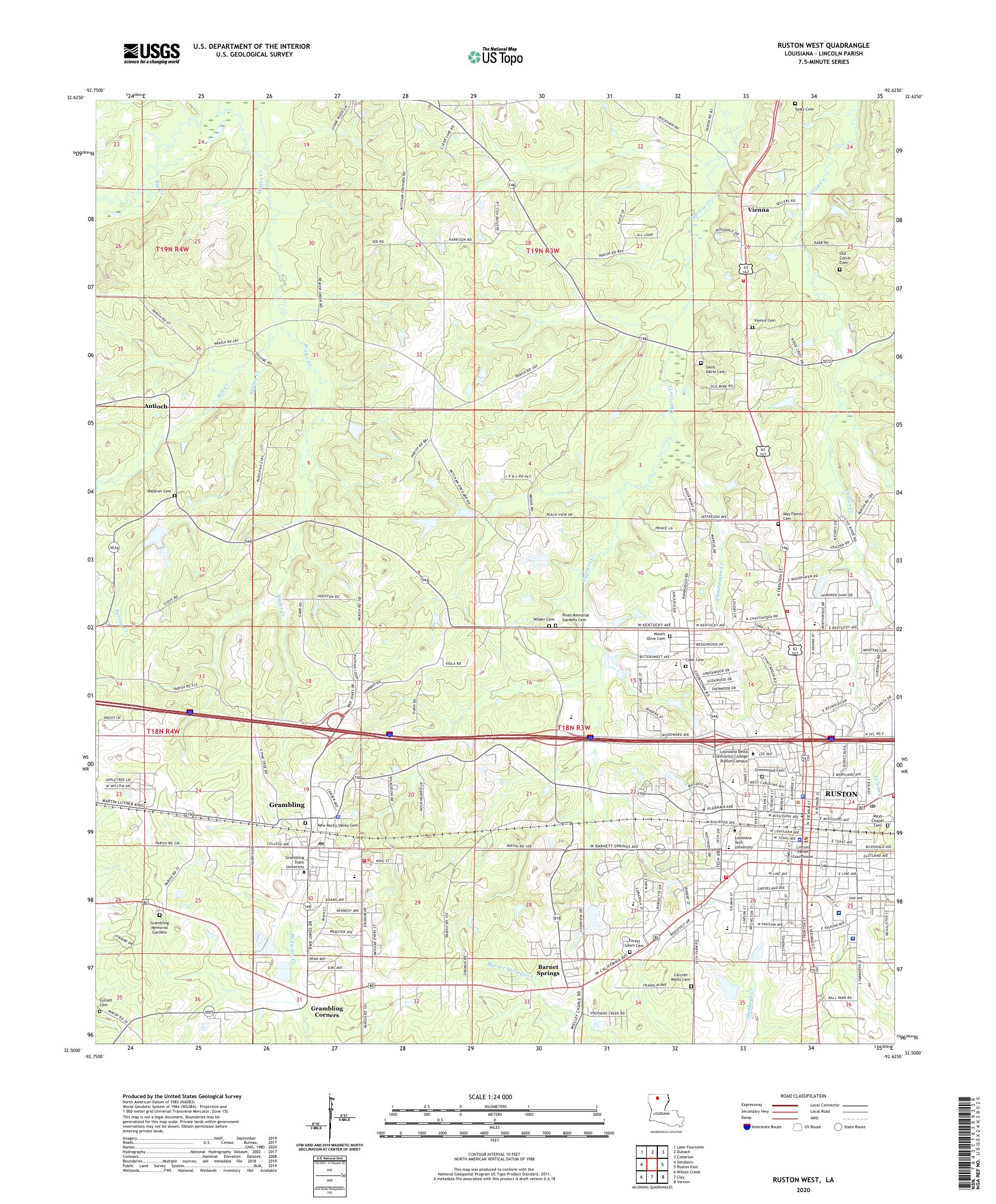 Ruston West Louisiana US Topo Map – MyTopo Map Store