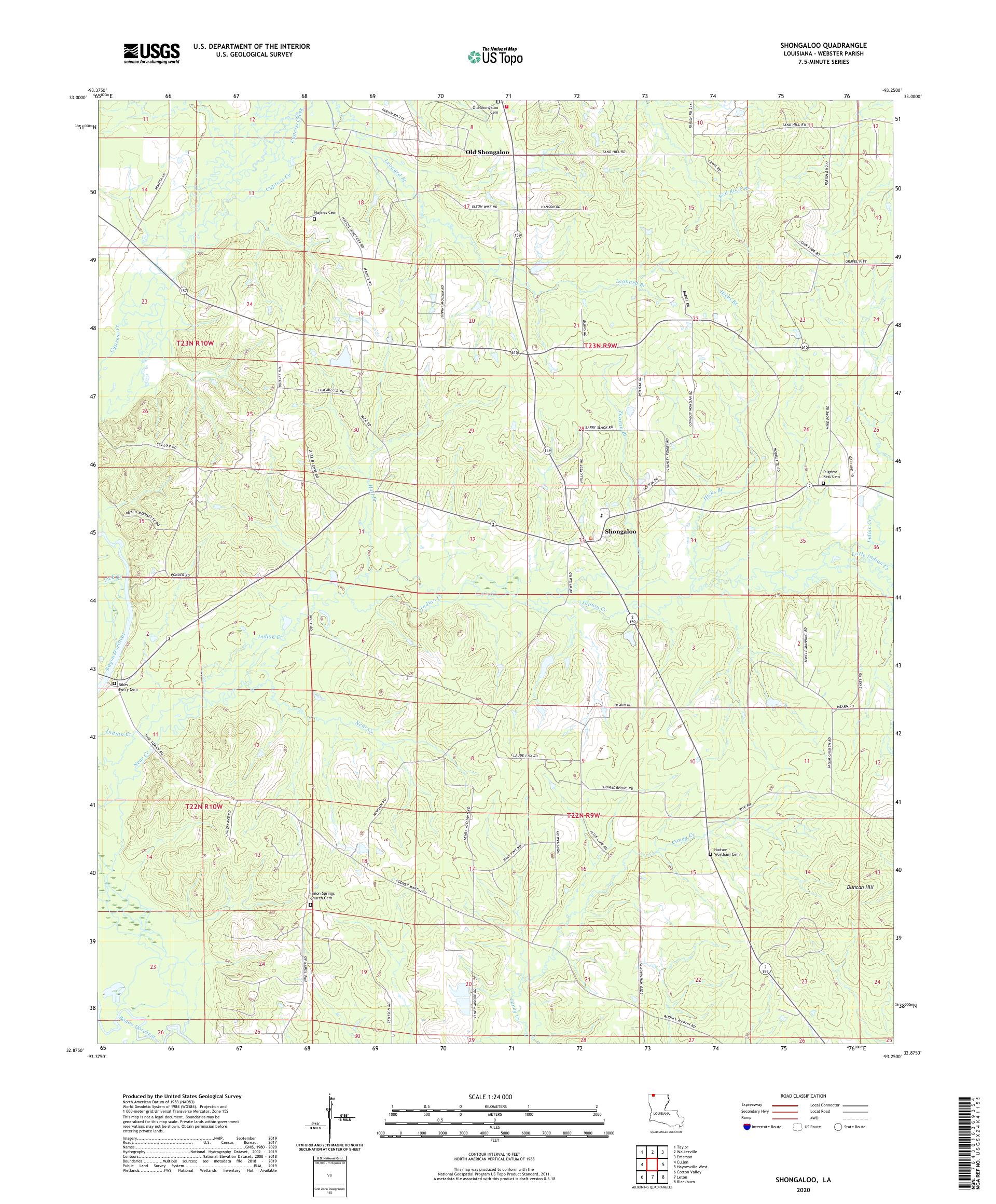 Shongaloo Louisiana US Topo Map – MyTopo Map Store