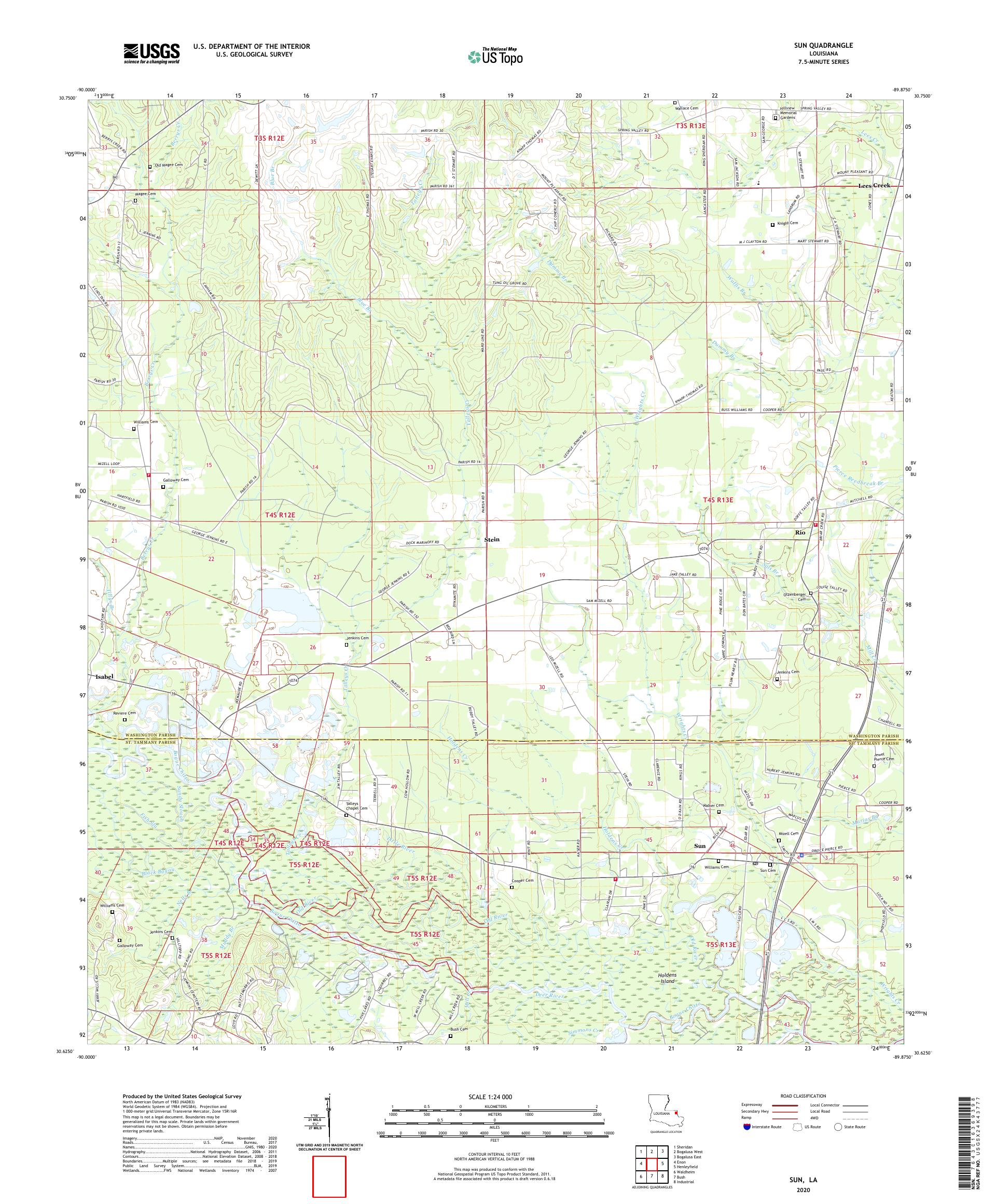 Sun Louisiana US Topo Map – MyTopo Map Store