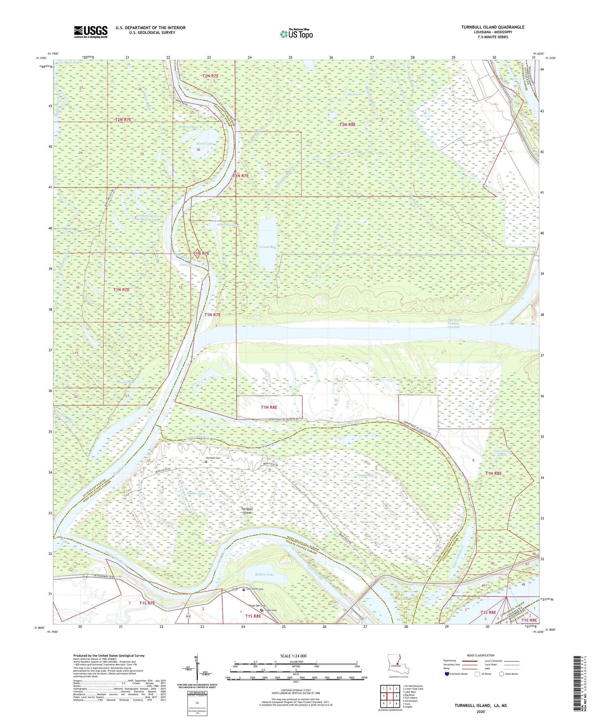Turnbull Island Louisiana US Topo Map – MyTopo Map Store