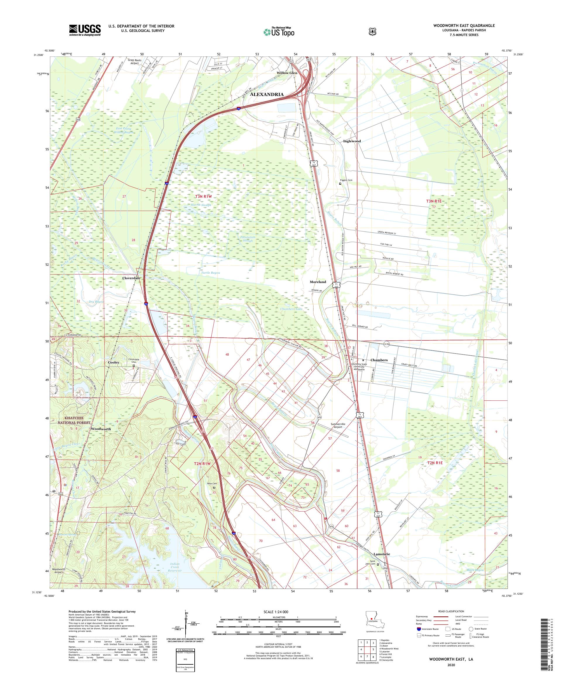 Woodworth East Louisiana US Topo Map – MyTopo Map Store