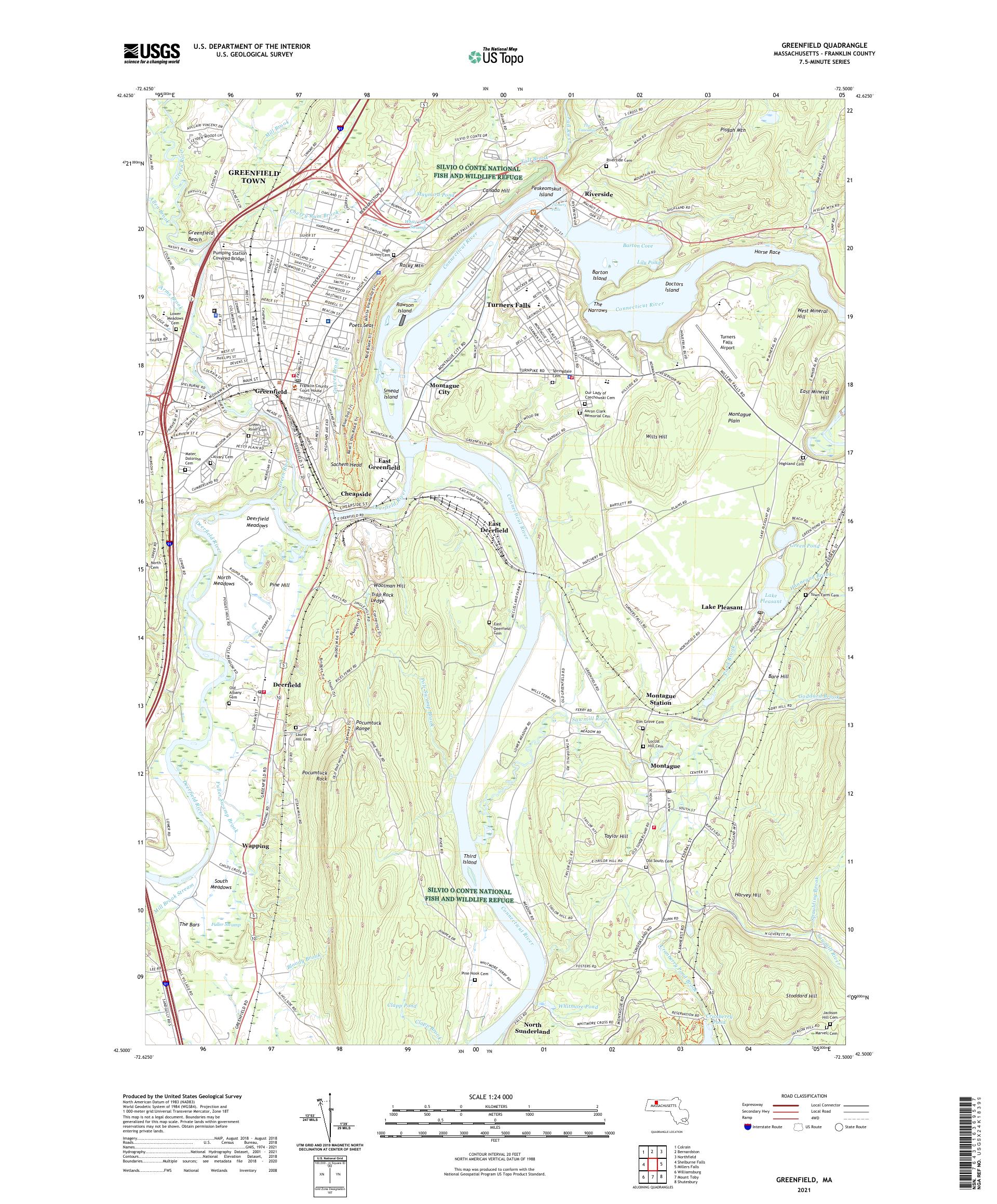 Greenfield Massachusetts US Topo Map – MyTopo Map Store