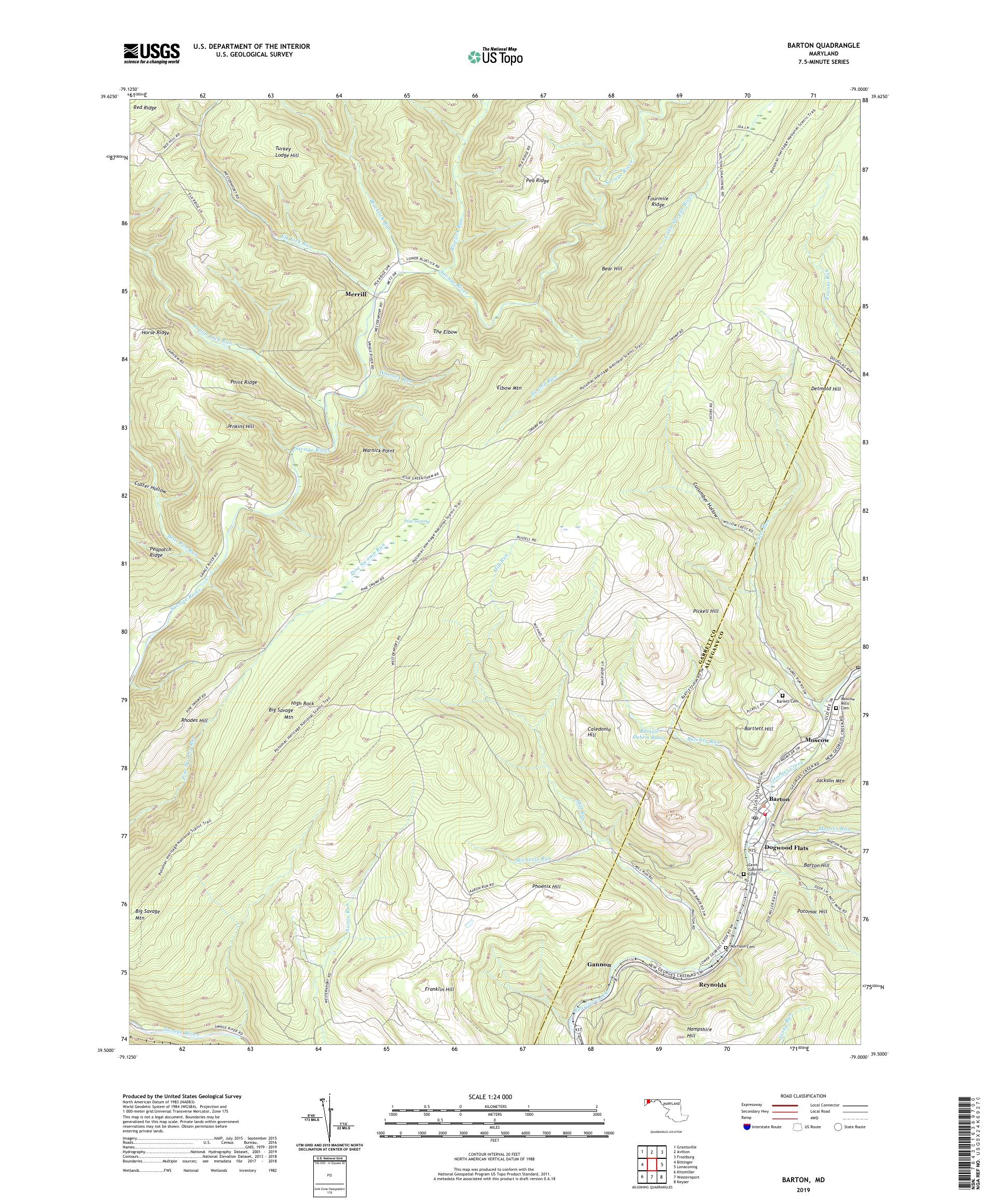 Barton Maryland US Topo Map – MyTopo Map Store