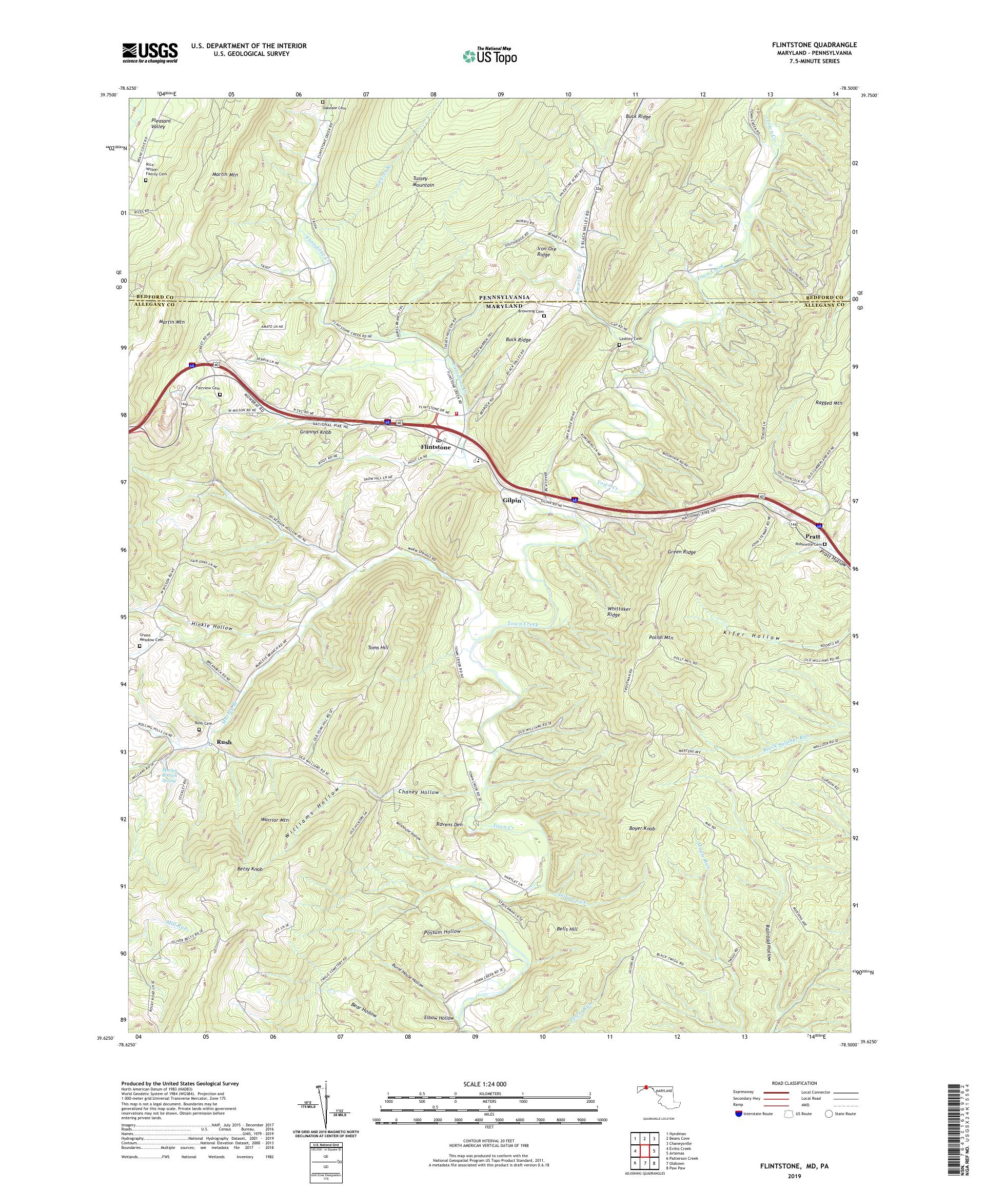 Flintstone Maryland US Topo Map – MyTopo Map Store