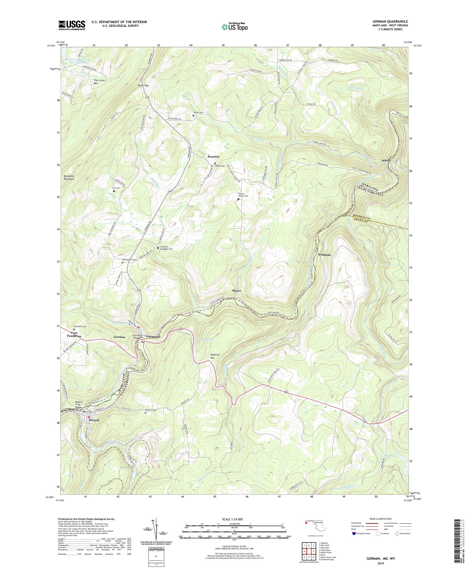 Gorman Maryland US Topo Map – MyTopo Map Store