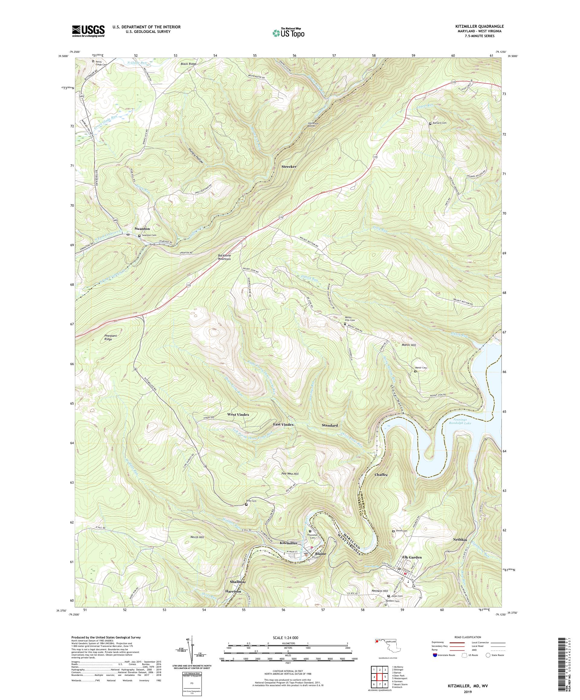 Kitzmiller Maryland US Topo Map – MyTopo Map Store