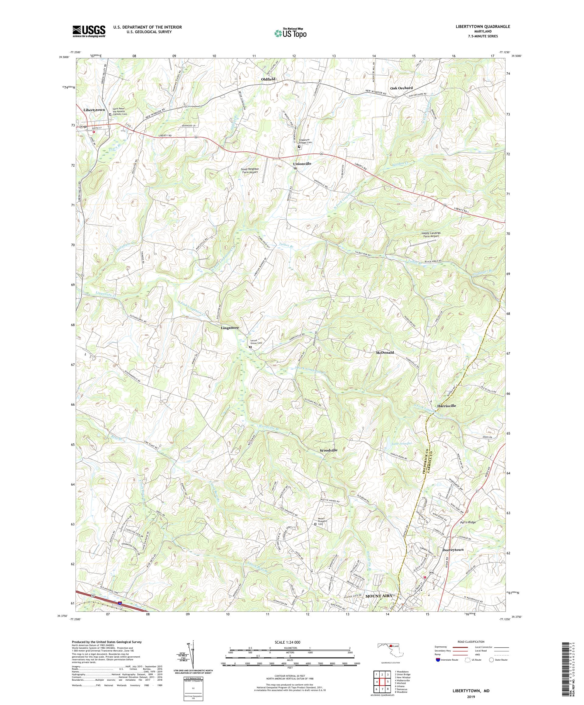 Libertytown Maryland US Topo Map – MyTopo Map Store