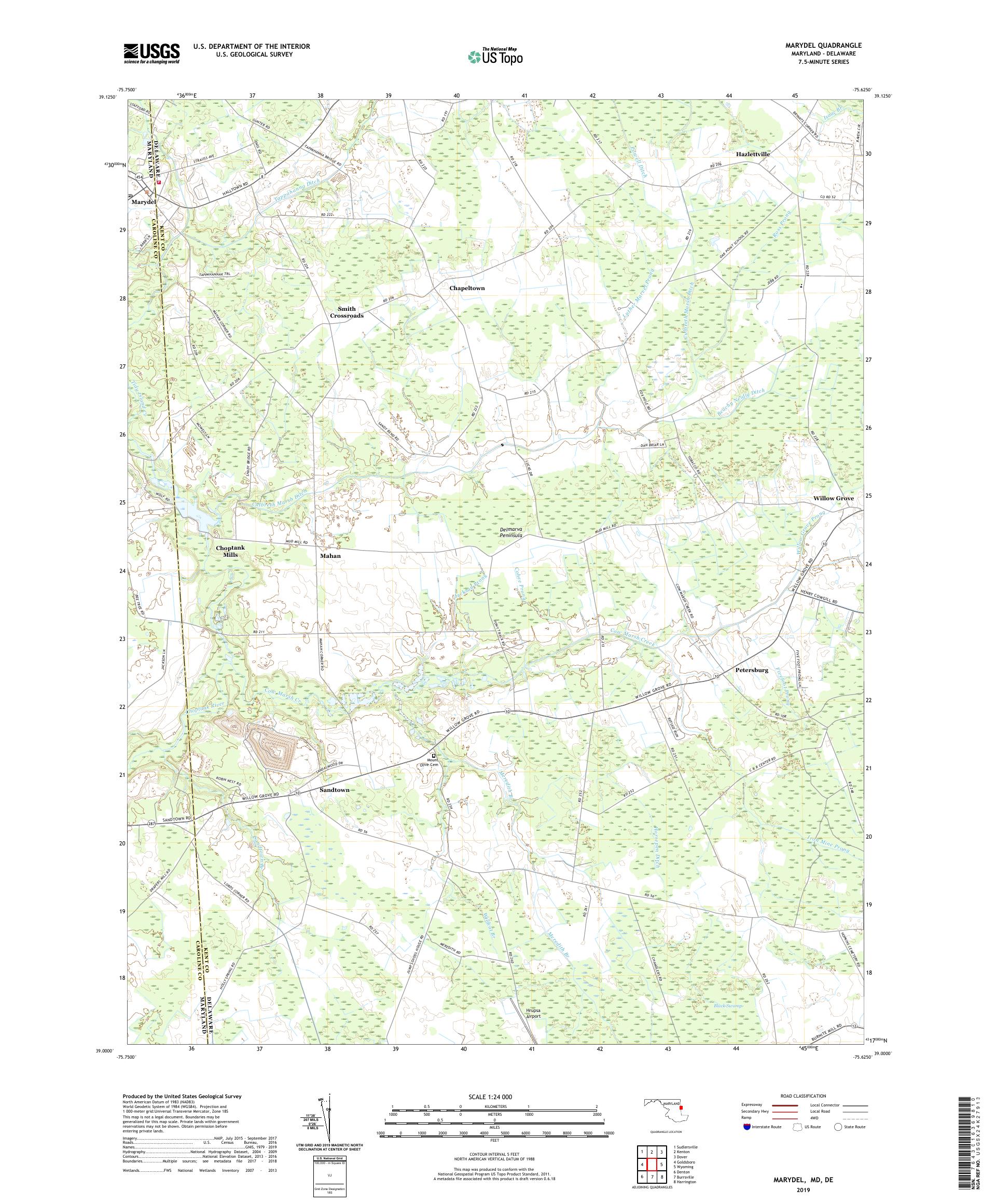 Marydel Maryland US Topo Map – MyTopo Map Store