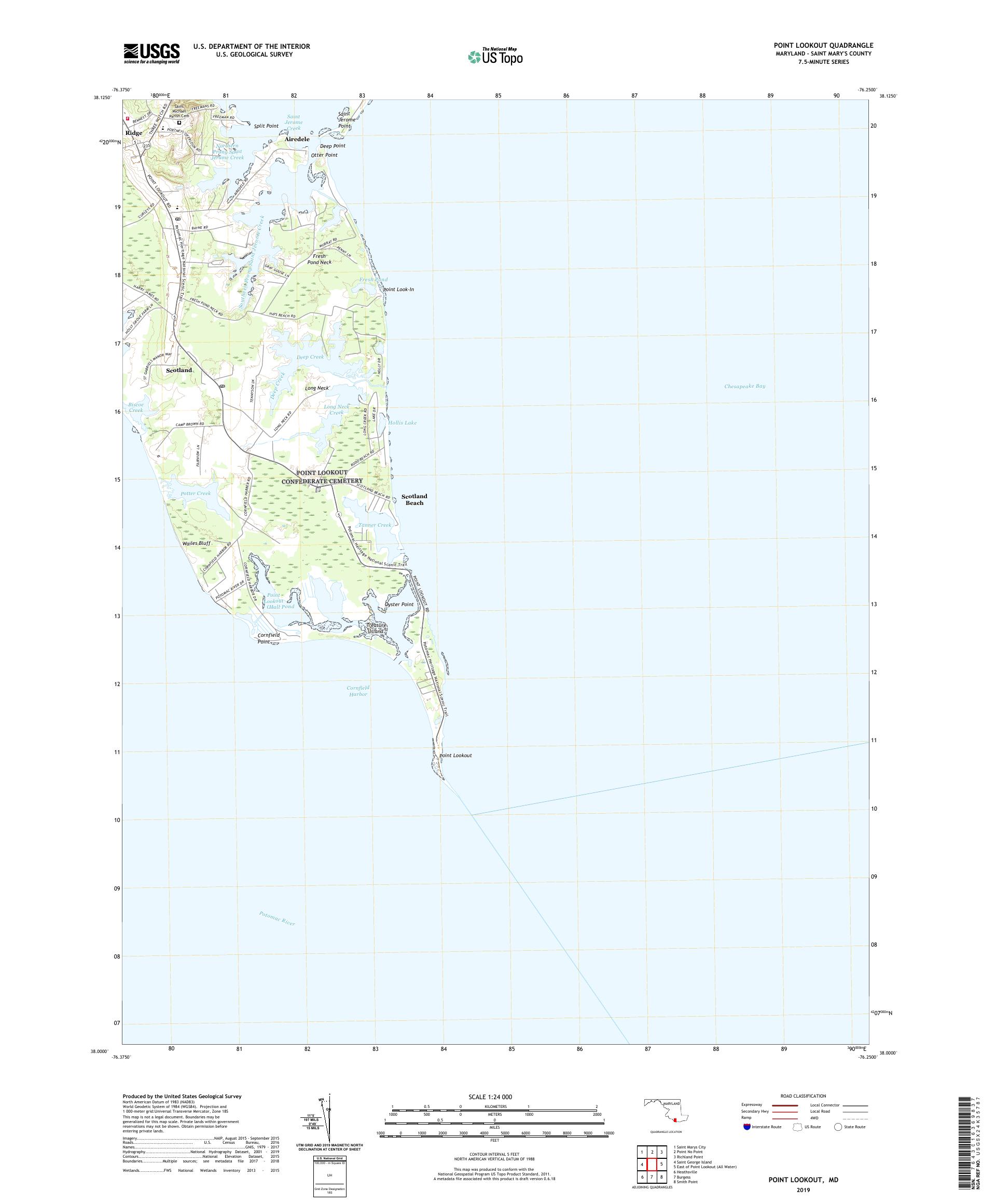 Point Lookout Maryland US Topo Map – MyTopo Map Store