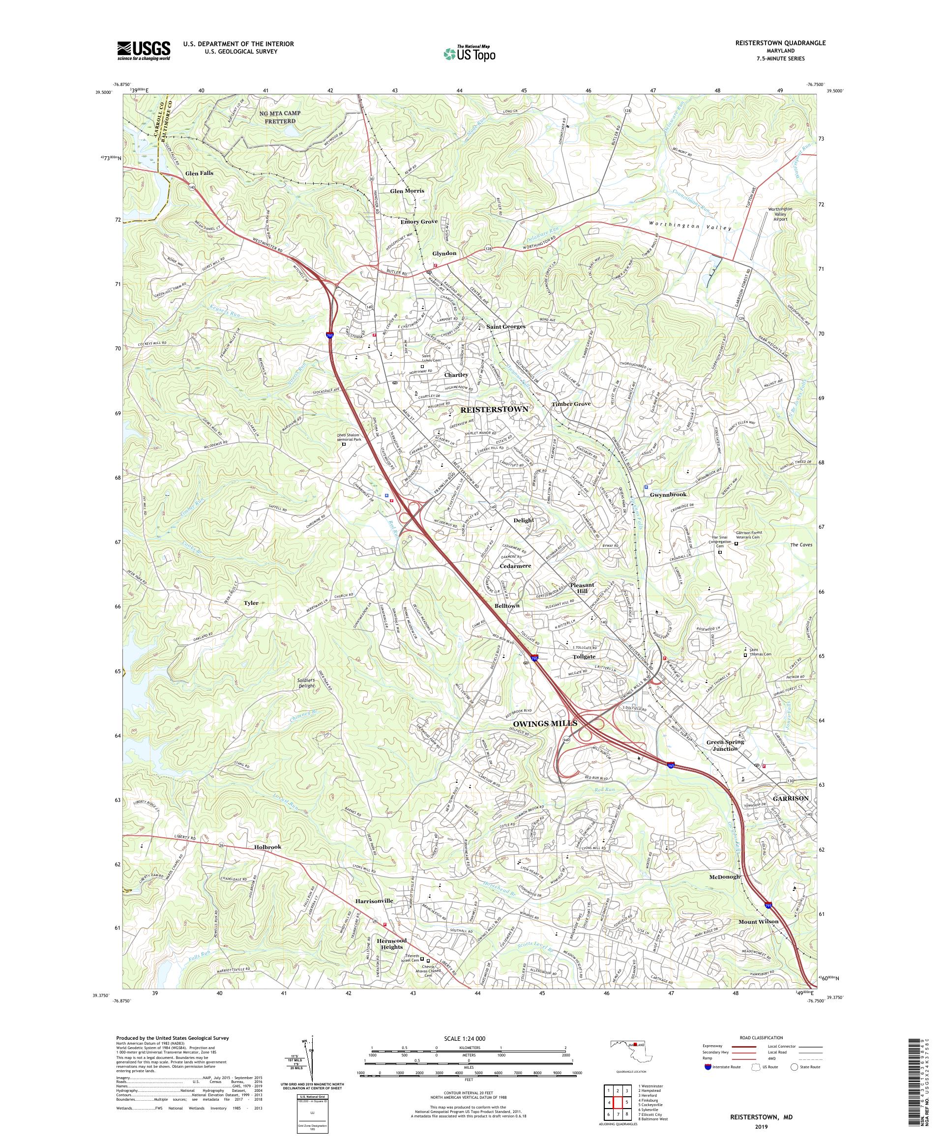 Reisterstown Maryland US Topo Map – MyTopo Map Store