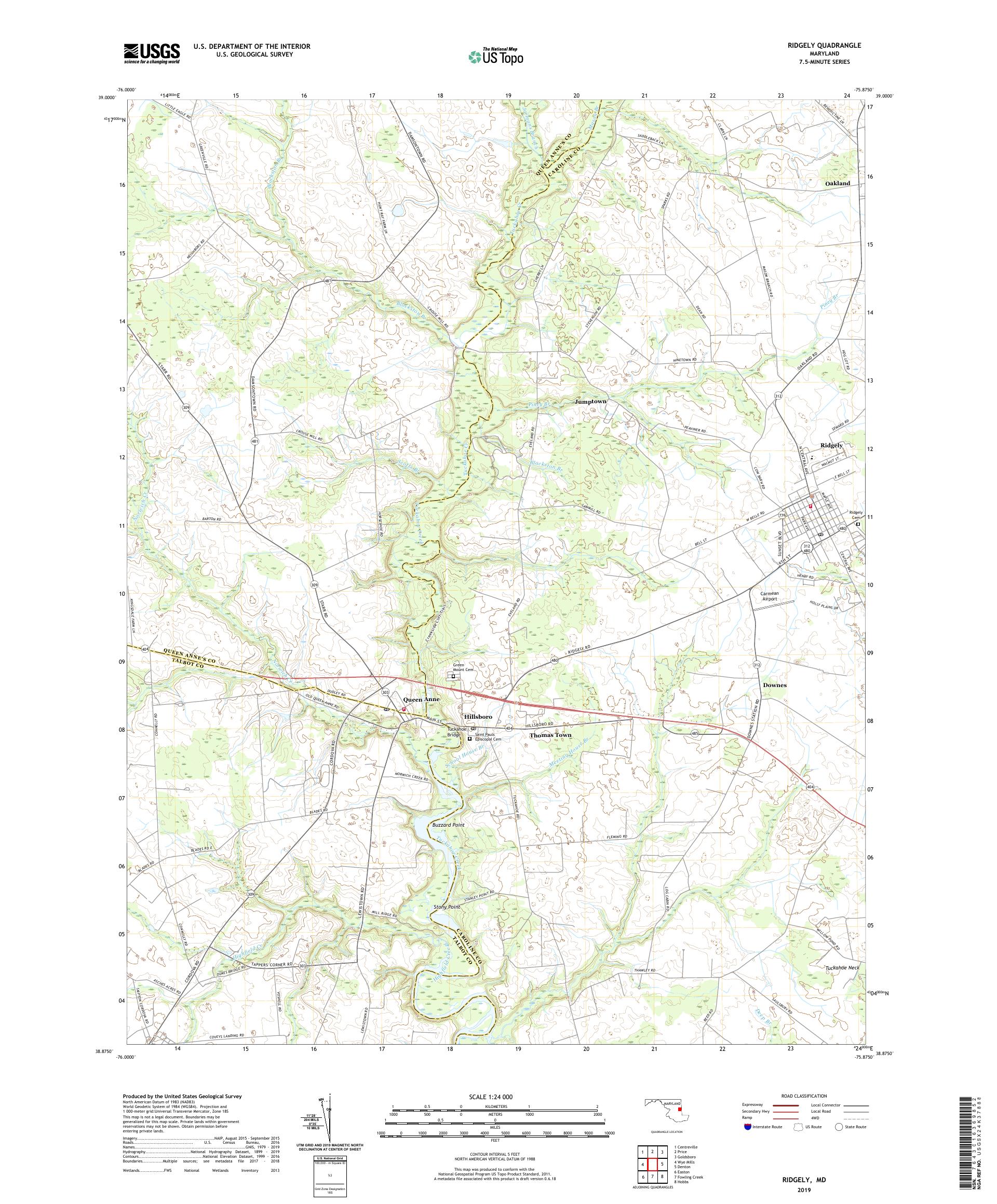 Ridgely Maryland US Topo Map – MyTopo Map Store