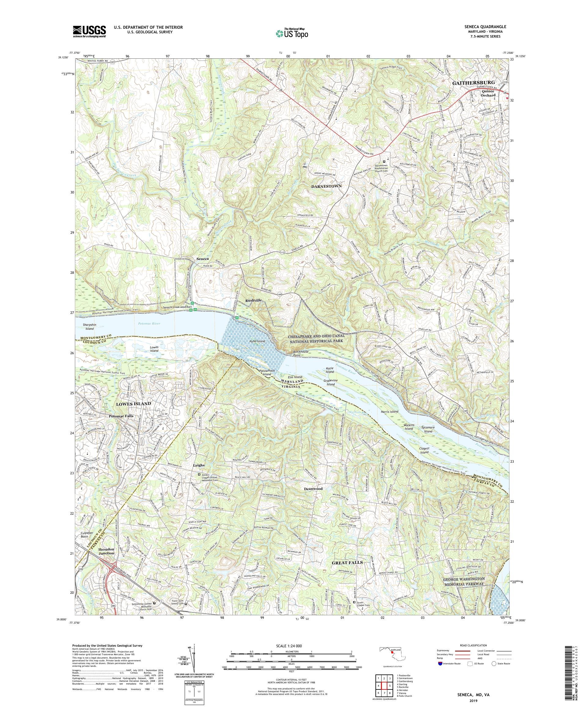 Seneca Maryland US Topo Map – MyTopo Map Store