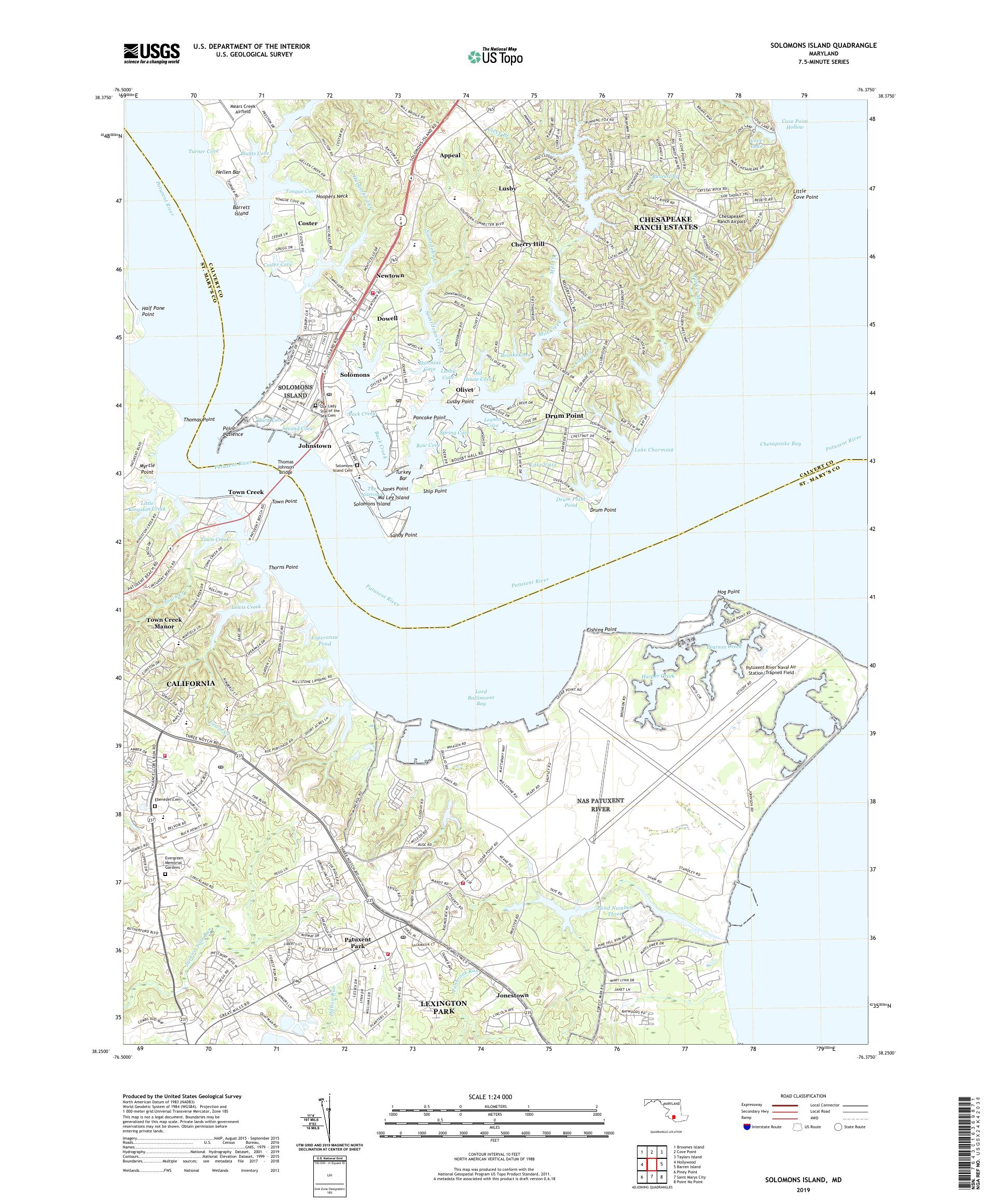 Solomons Island Maryland US Topo Map – MyTopo Map Store