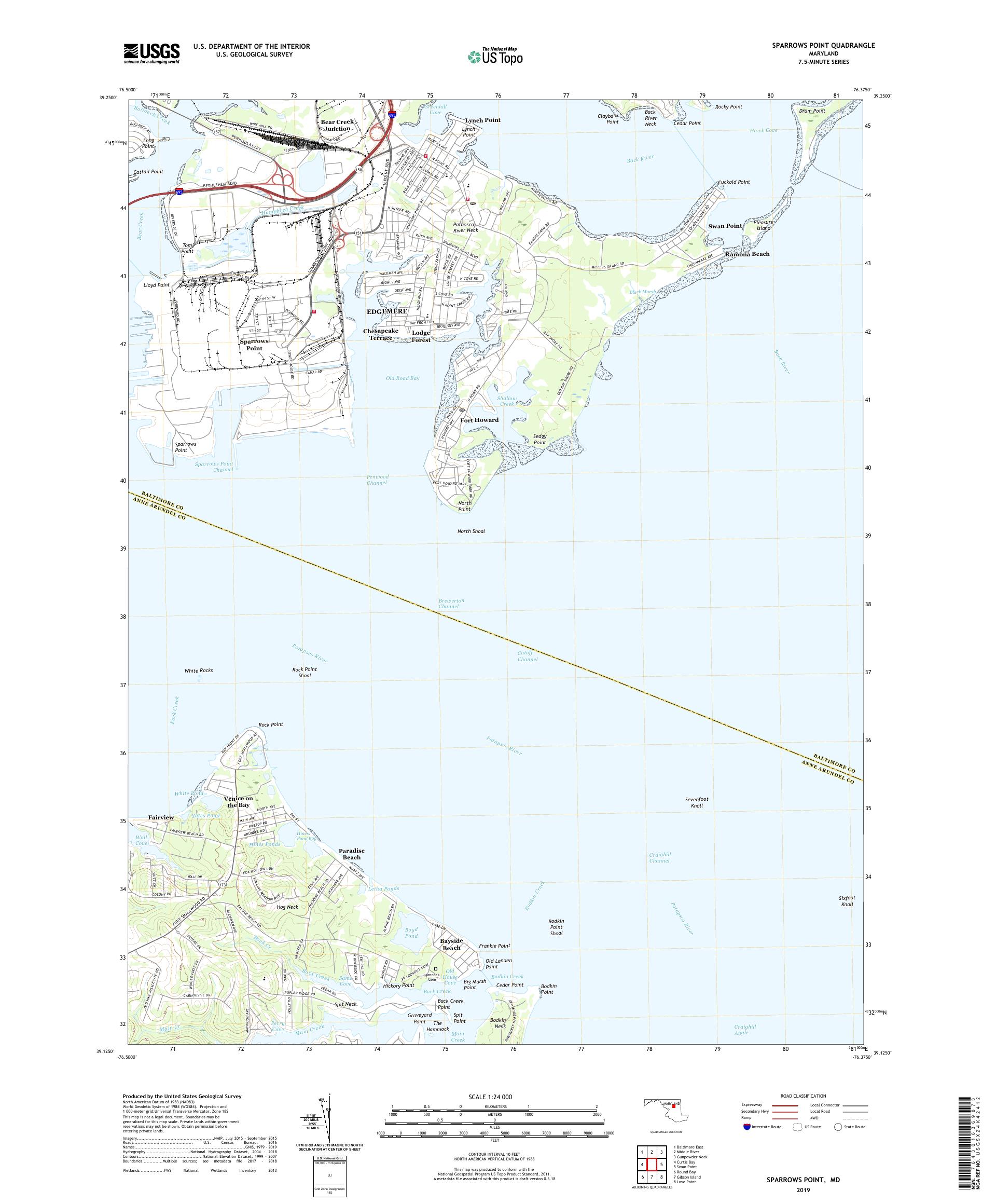 Sparrows Point Maryland US Topo Map – MyTopo Map Store